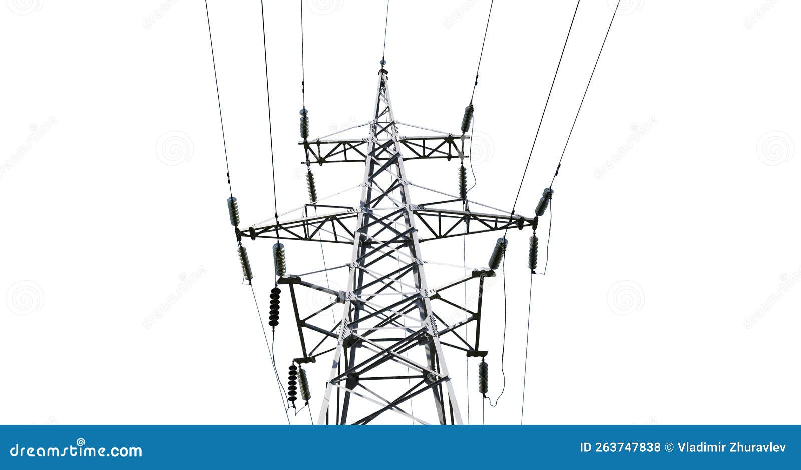 Electricity Pylon High Voltage Power Line Isolated, on a White ...
