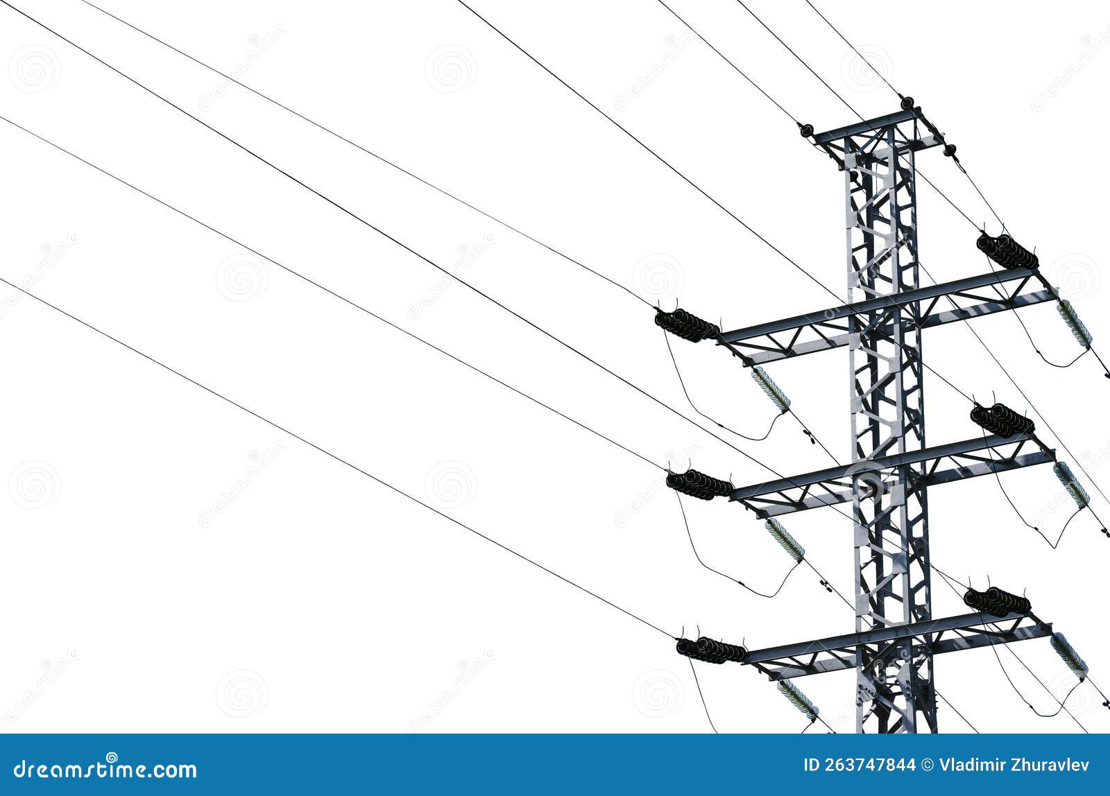 Electricity Pylon High Voltage Power Line Isolated, on a White ...