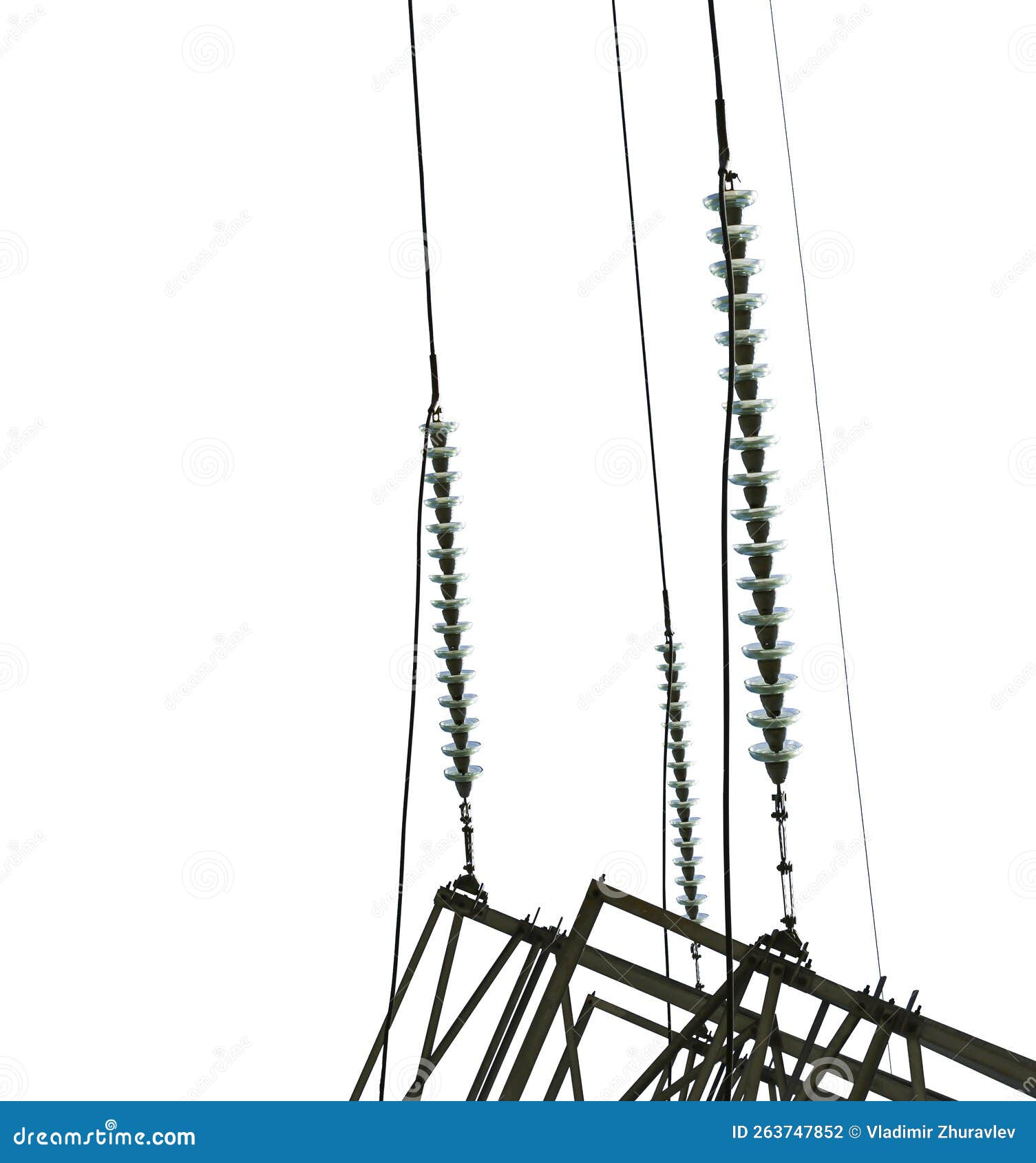 Electricity Pylon High Voltage Power Line Isolated, on a White ...