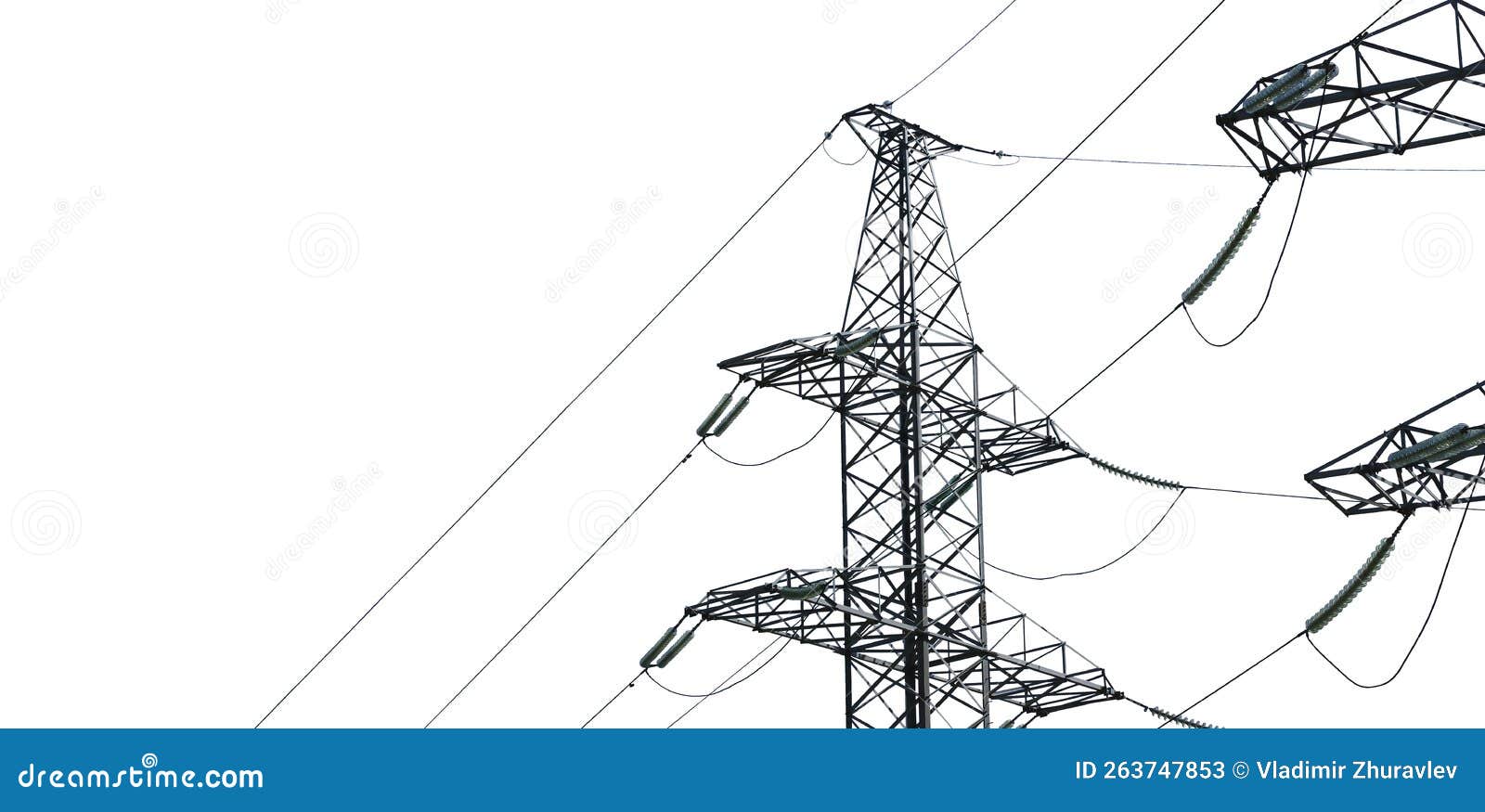Electricity Pylon High Voltage Power Line Isolated, on a White ...