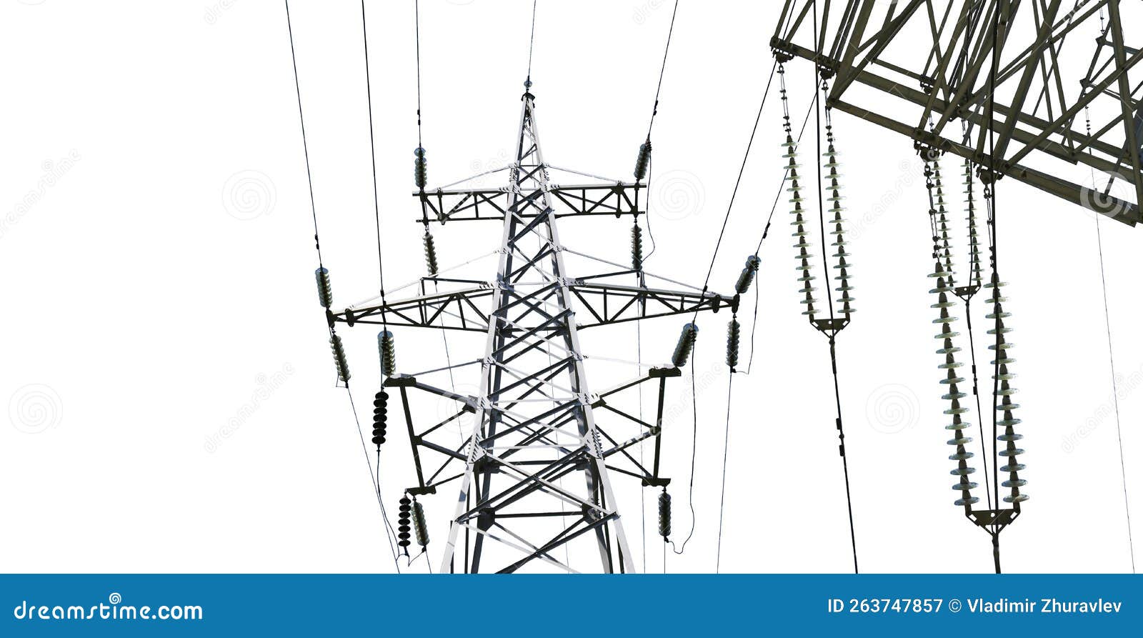 Electricity Pylon High Voltage Power Line Isolated, on a White ...