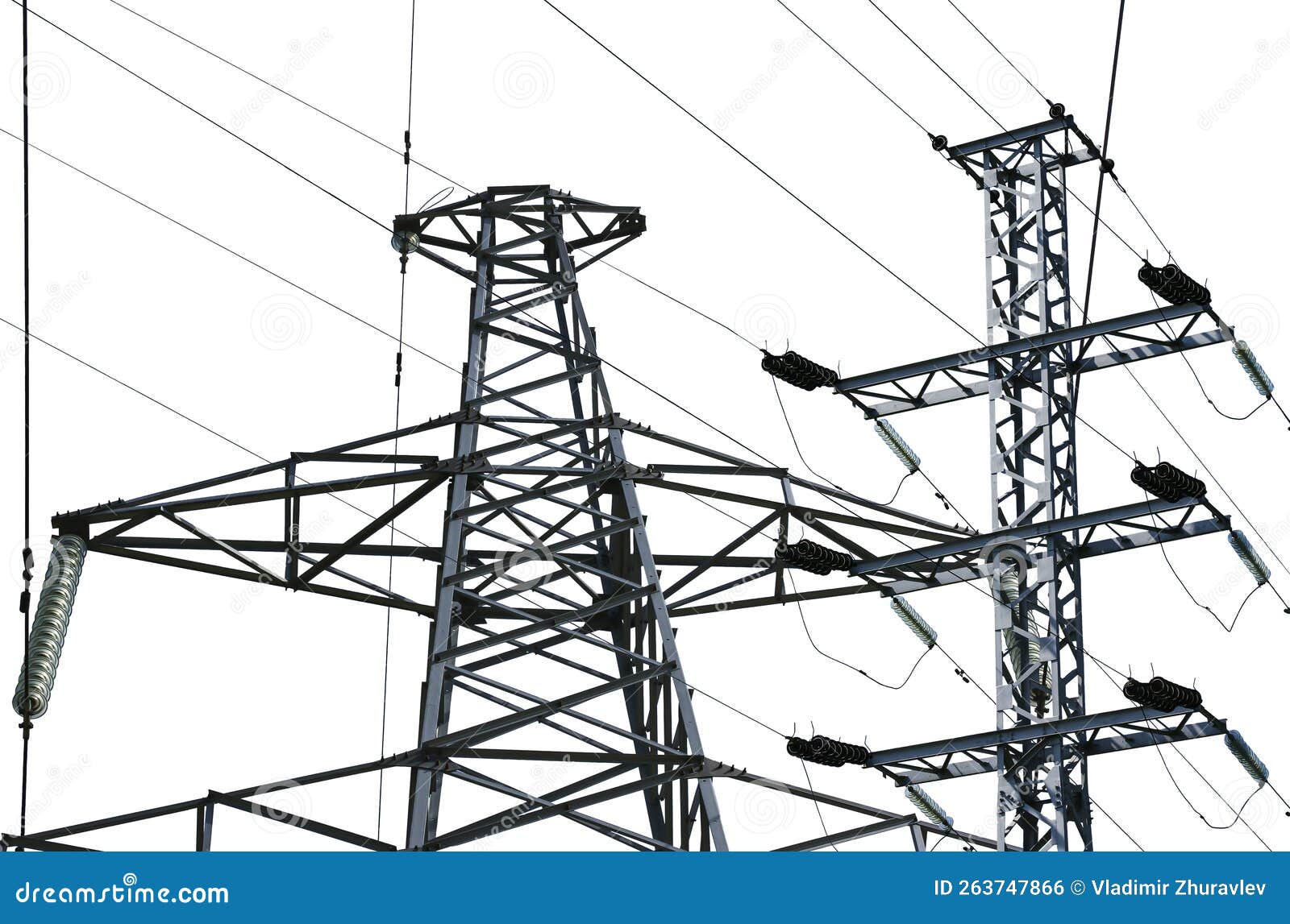 Electricity Pylon High Voltage Power Line Isolated, on a White ...