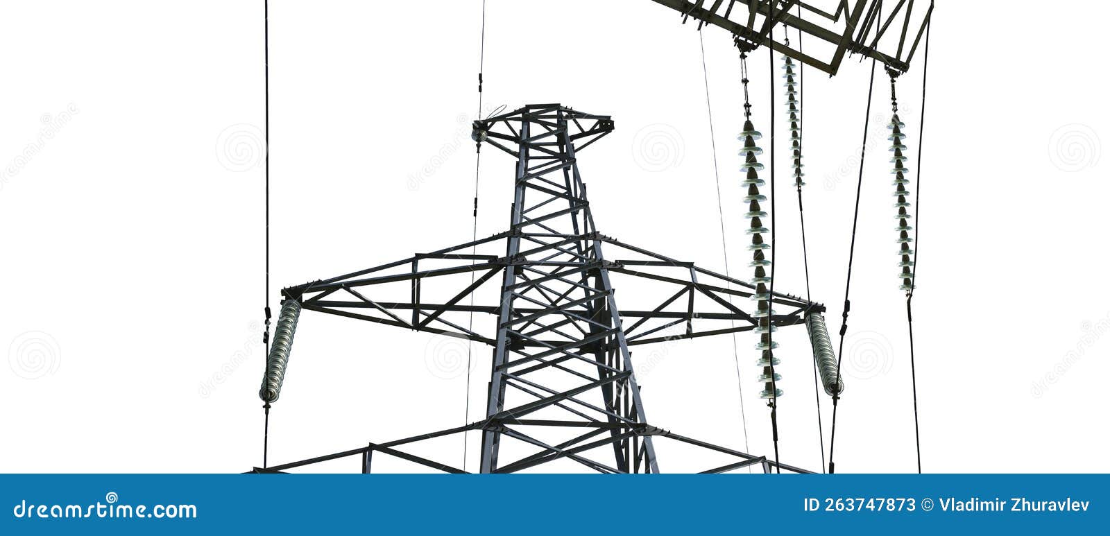 Electricity Pylon High Voltage Power Line Isolated, on a White ...