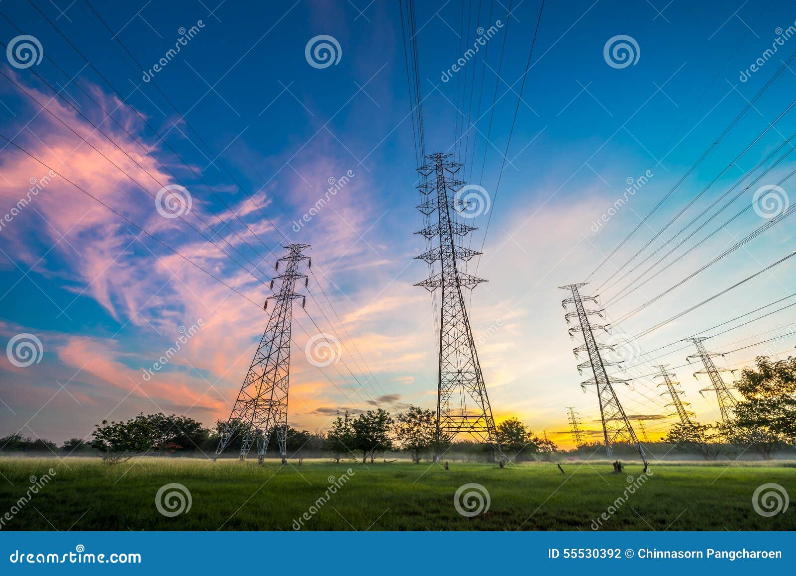 Electricity Pylon stock photo. Image of landscape, silhouette - 55530392