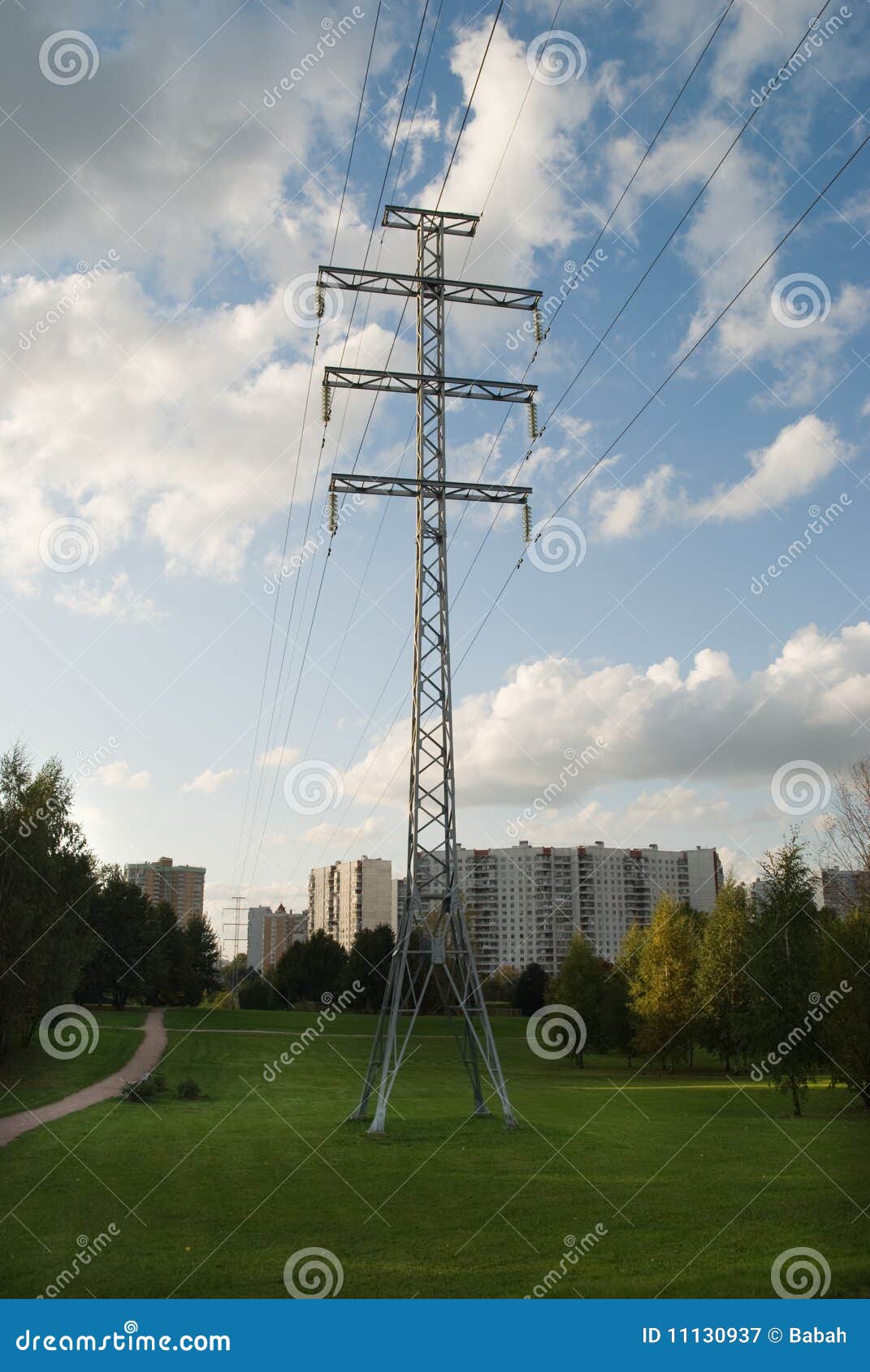 Electricity pylon on park stock image. Image of flare - 11130937