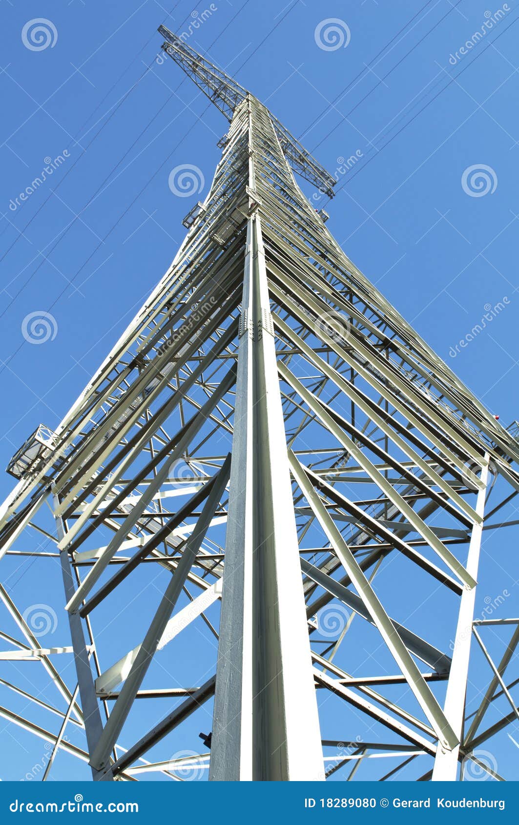 Electricity Pylon in Perspective Stock Photo - Image of electric, cable ...
