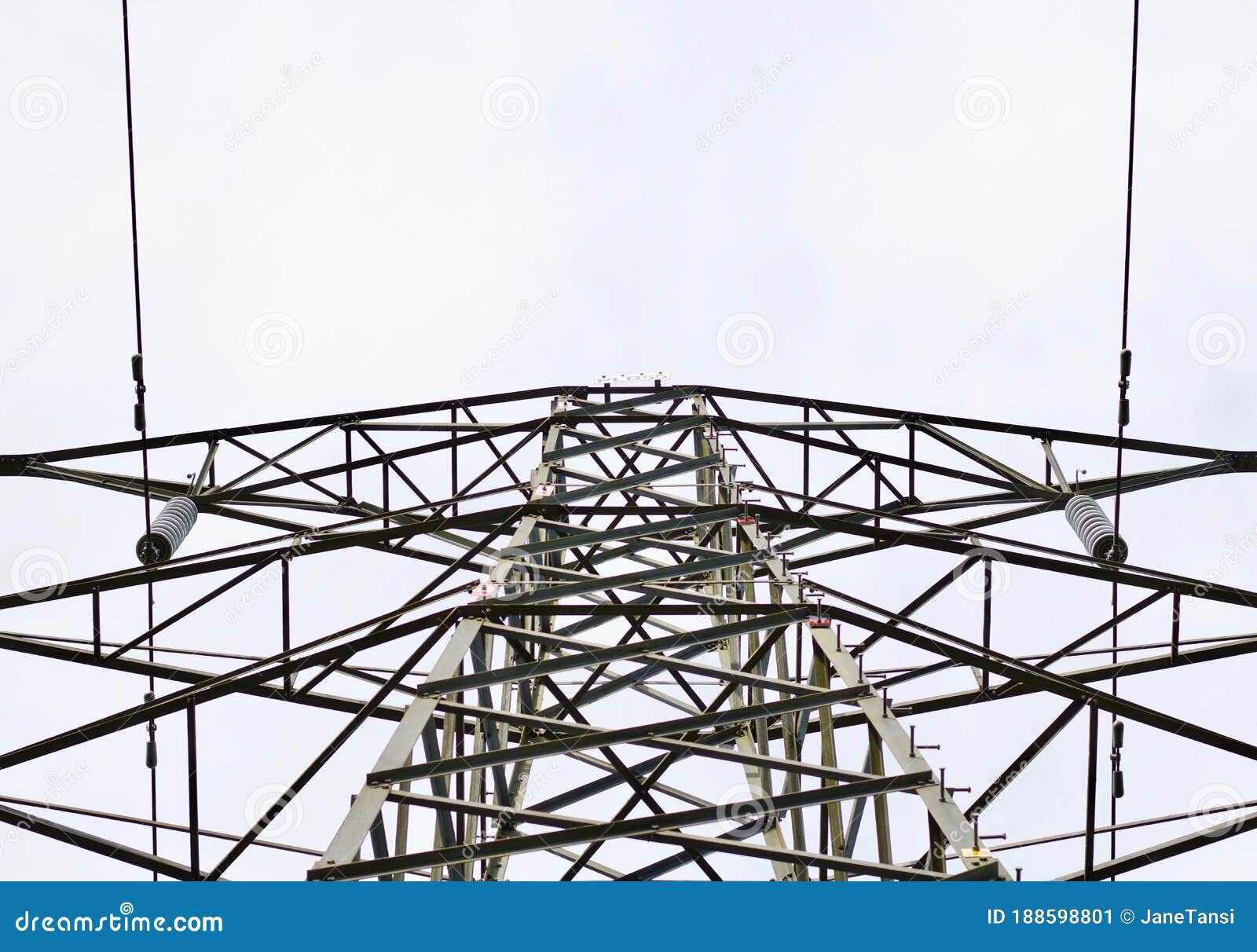 View of Pylon from Below with Copy Space on White Sky Stock Image ...