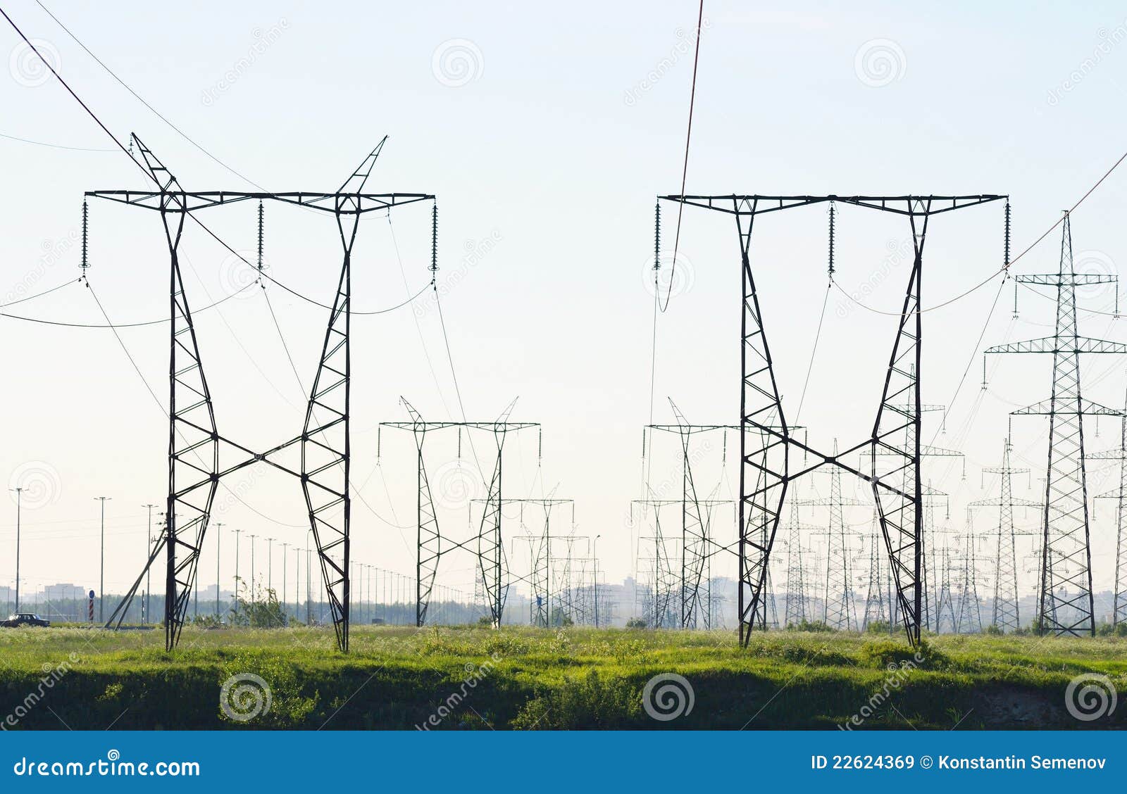 Electricity pylons stock image. Image of horizon, mesh - 22624369