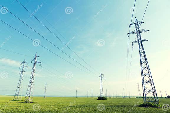 Electricity pylons stock image. Image of pylons, wired - 25161153