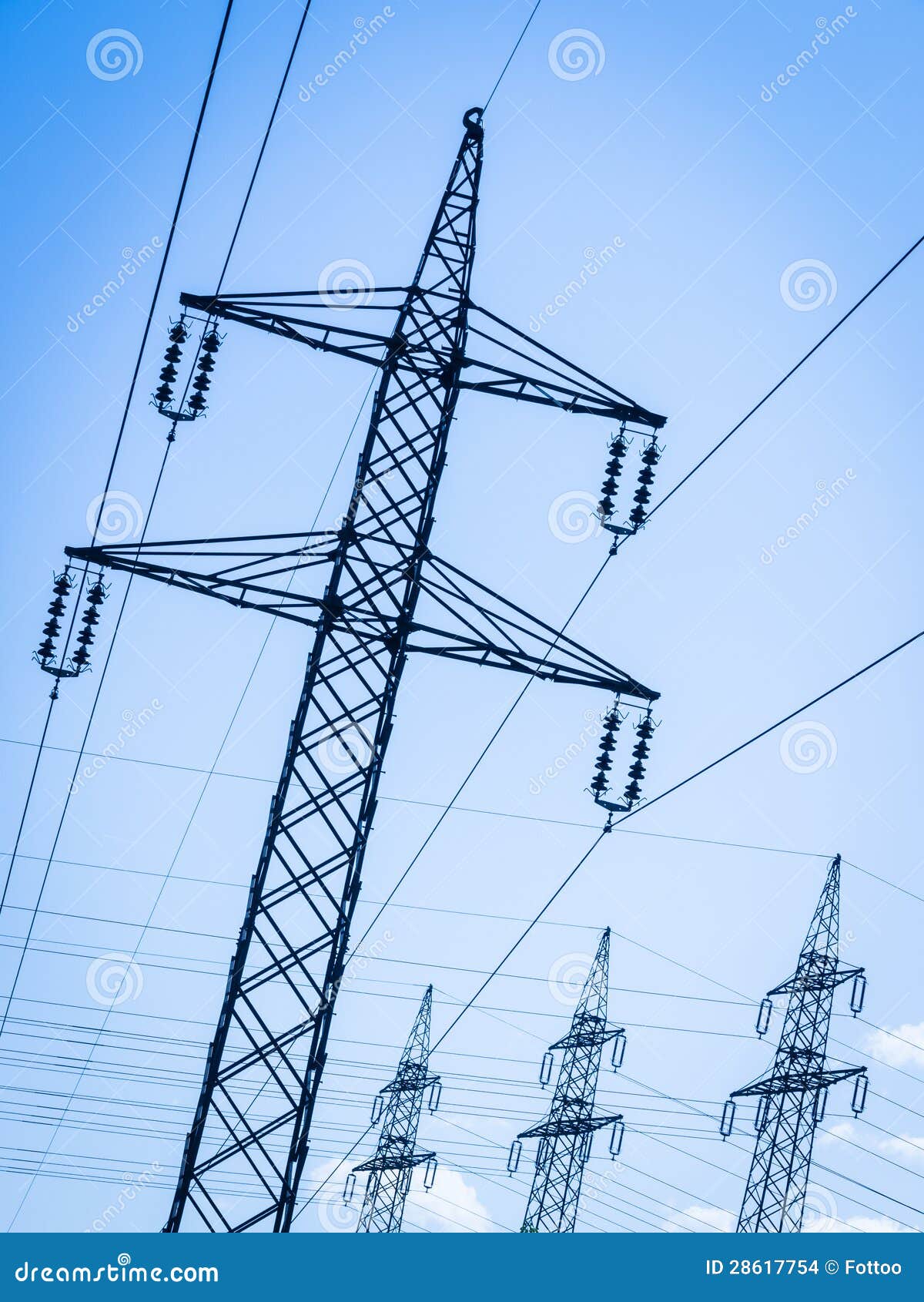 Electricity pylons stock photo. Image of outdoors, blue - 28617754