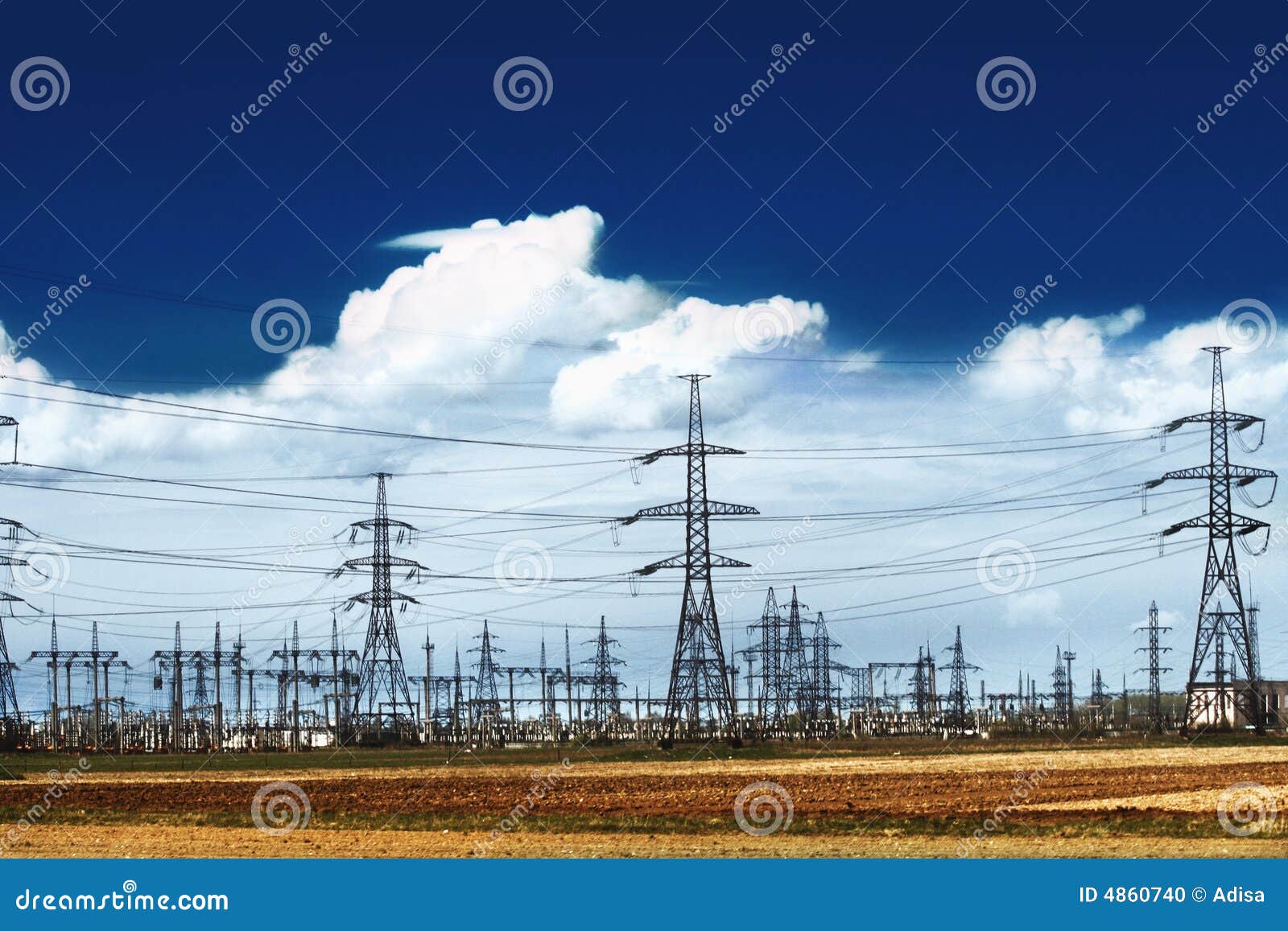 Electricity pylons stock photo. Image of generation, field - 4860740