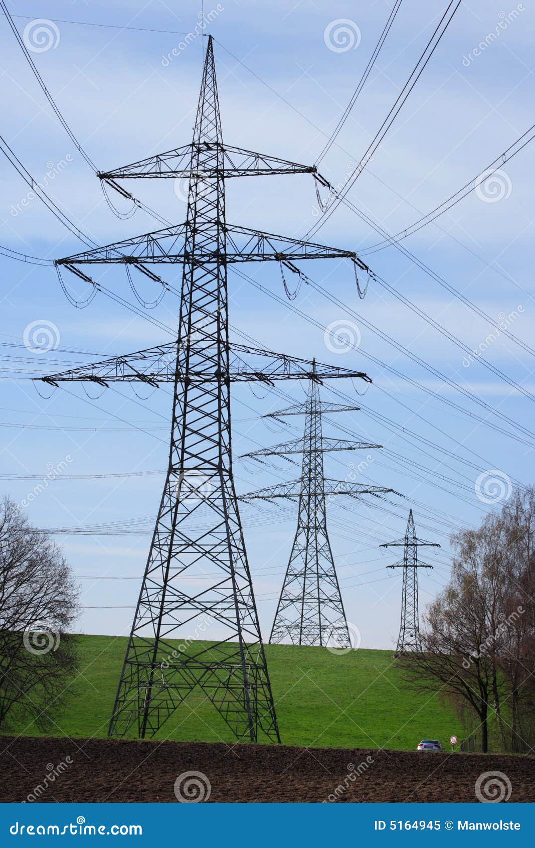 Electricity pylons stock image. Image of built, line, wire - 5164945