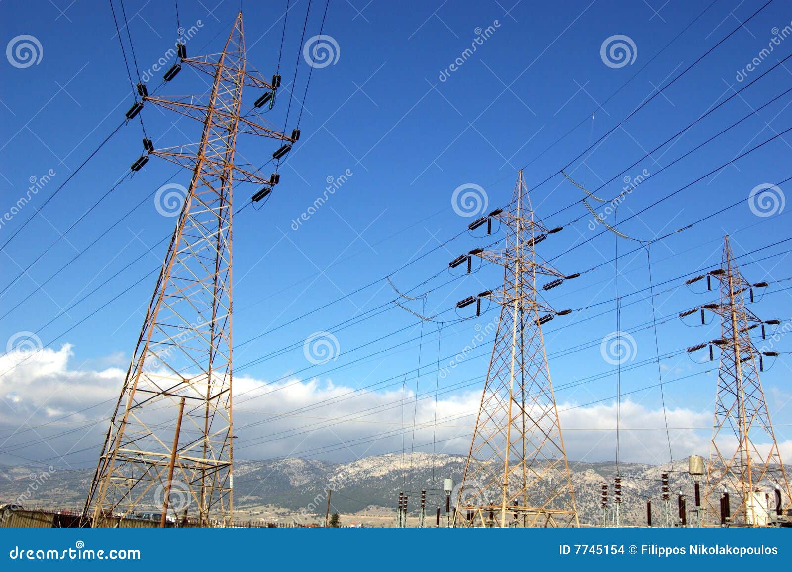 Electricity pylons stock photo. Image of electricity, cable - 7745154