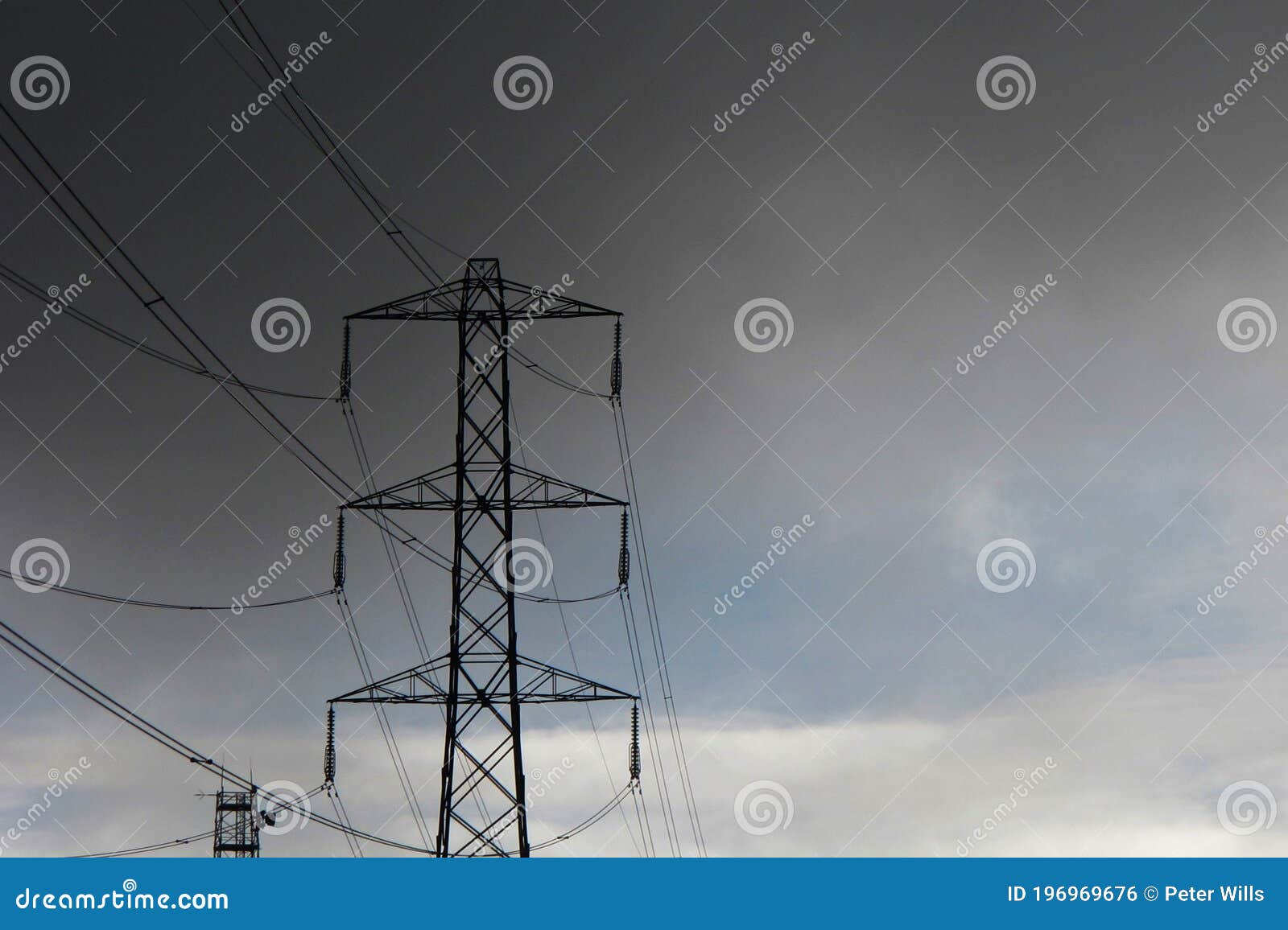 Electricity Pylons Against the Sky Stock Photo - Image of engineering ...