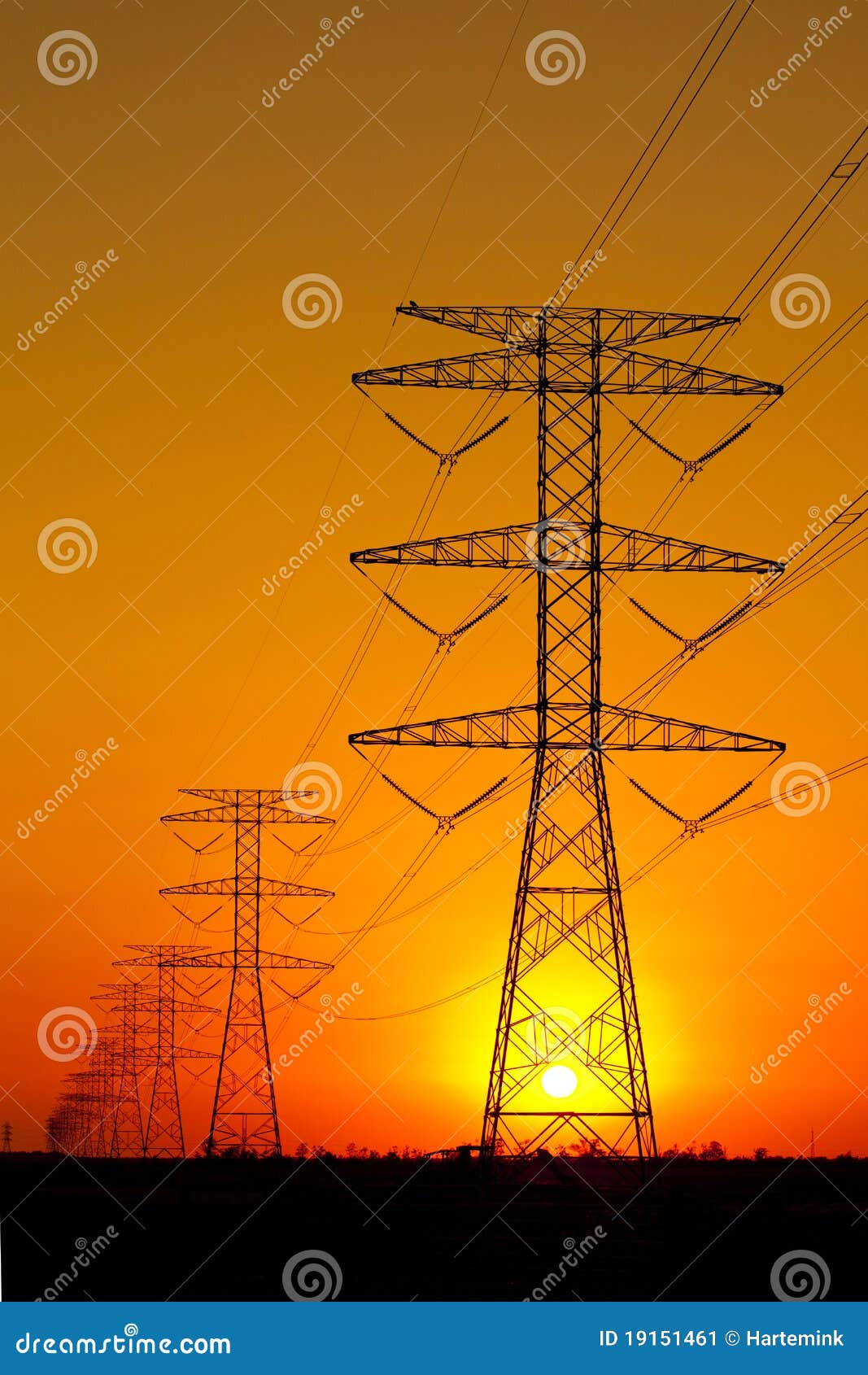 Electricity Pylons Against Sunset Stock Image - Image of industry ...