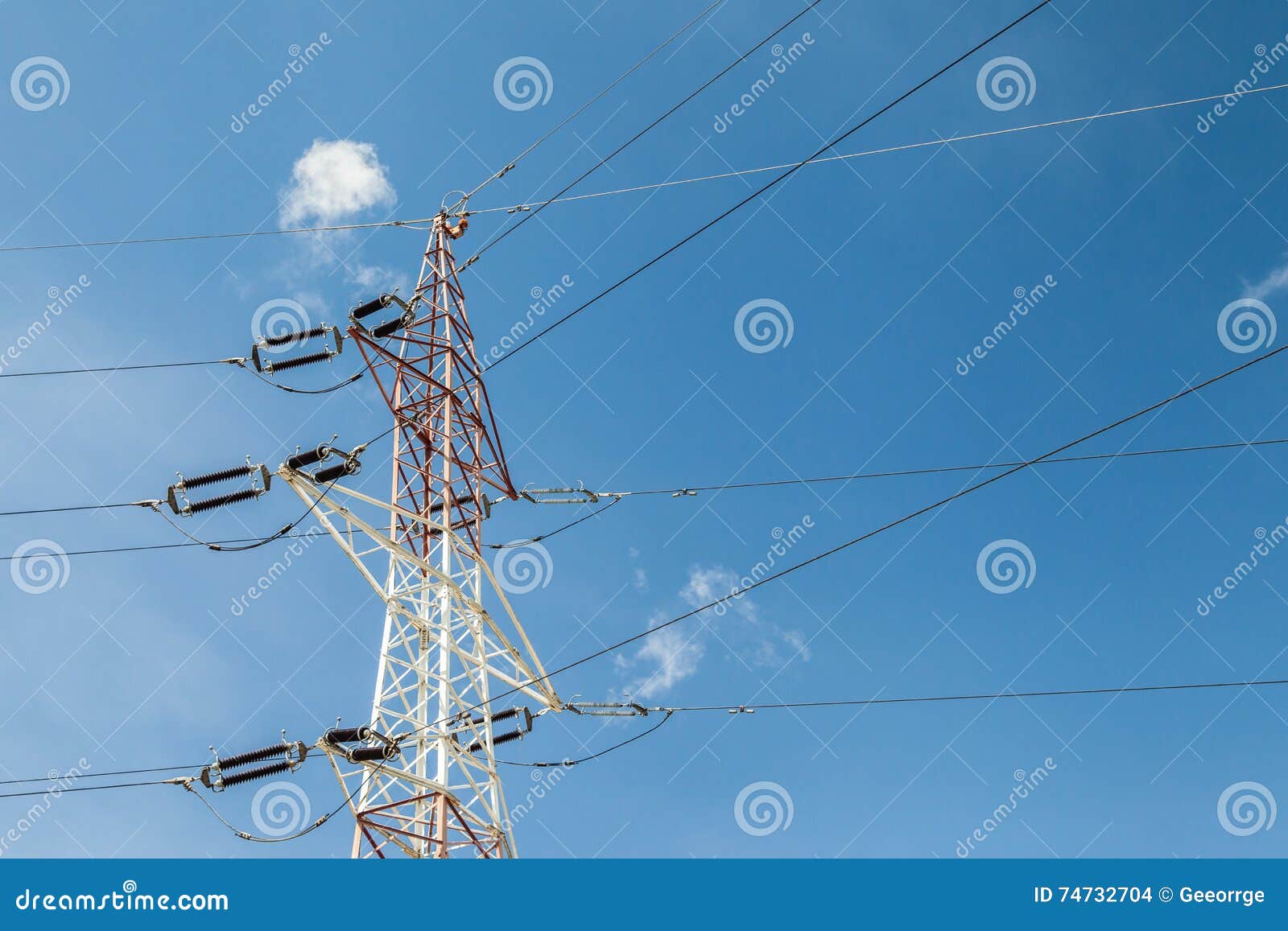 Electricity Pylons with Blue Sky Background Stock Photo - Image of pole ...