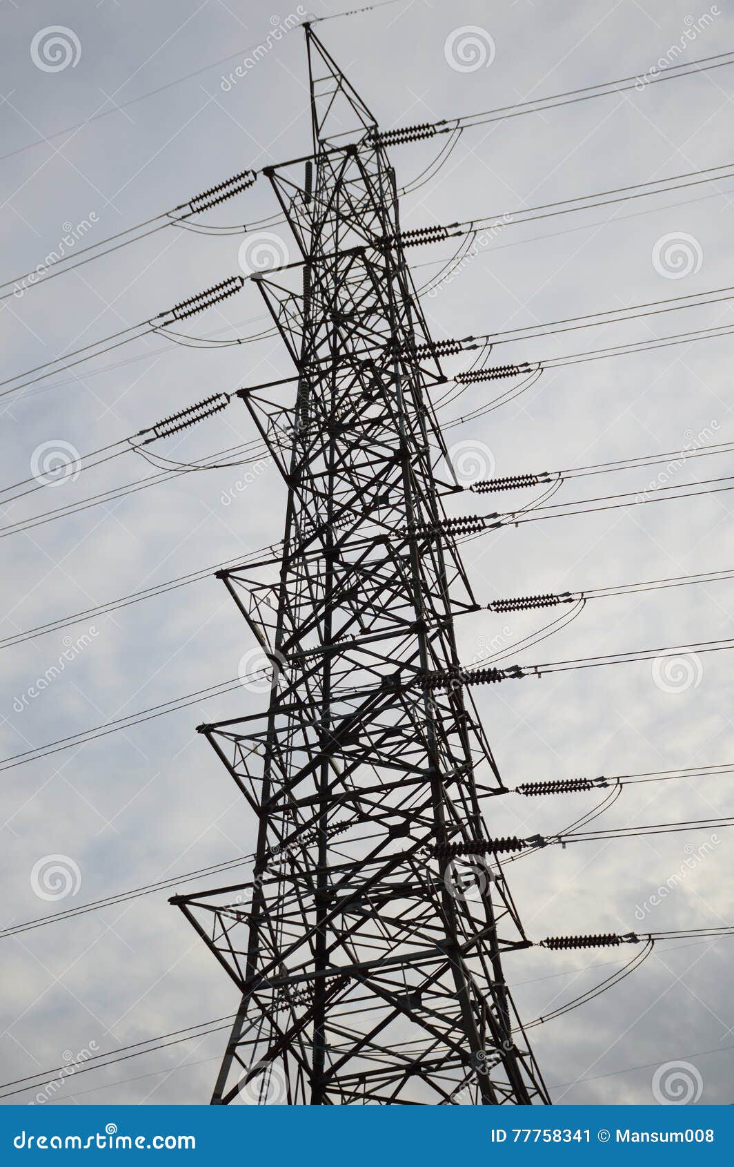 Electricity pylons stock image. Image of metal, conductor - 77758341