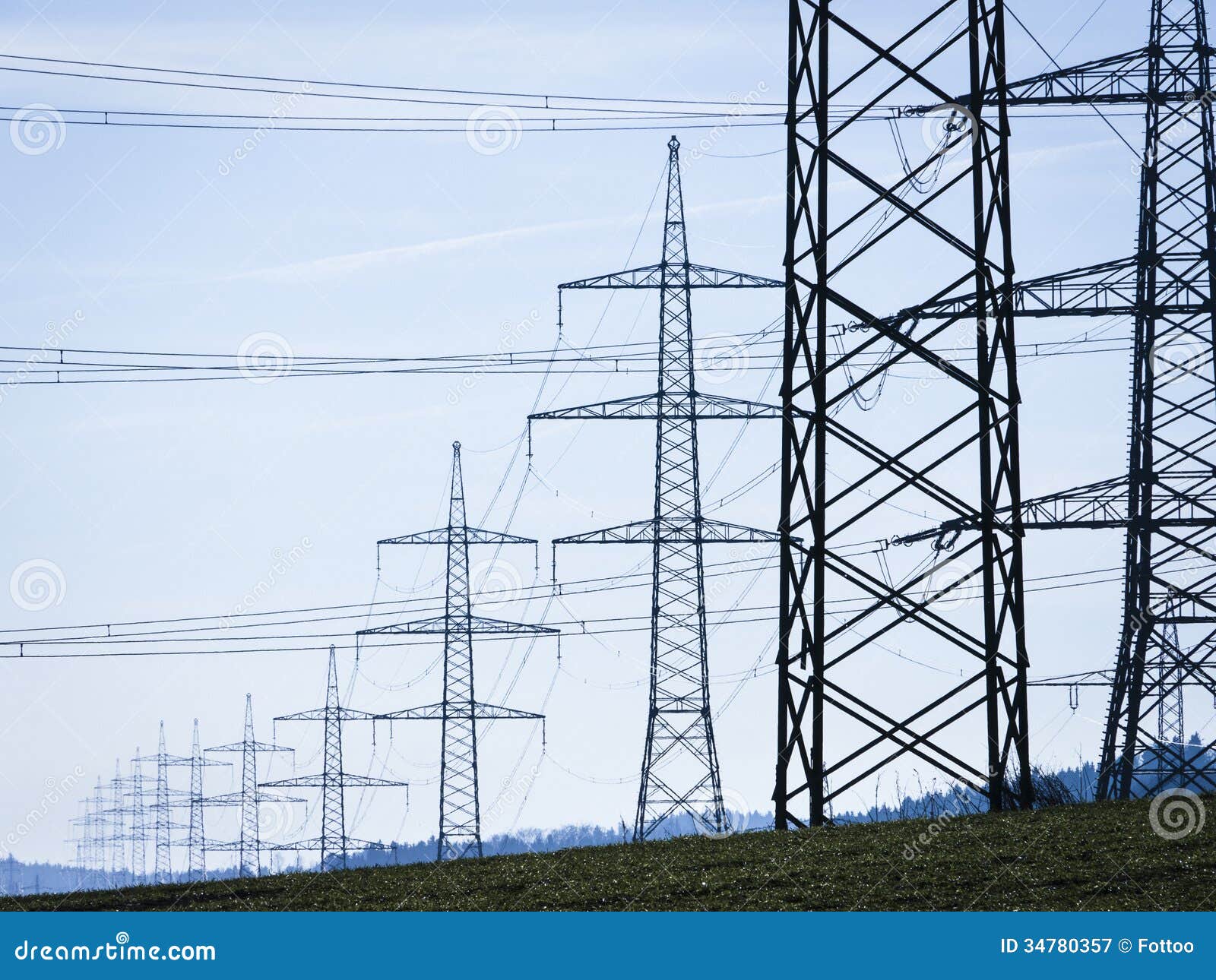 Electricity pylons stock image. Image of landscape, group - 34780357