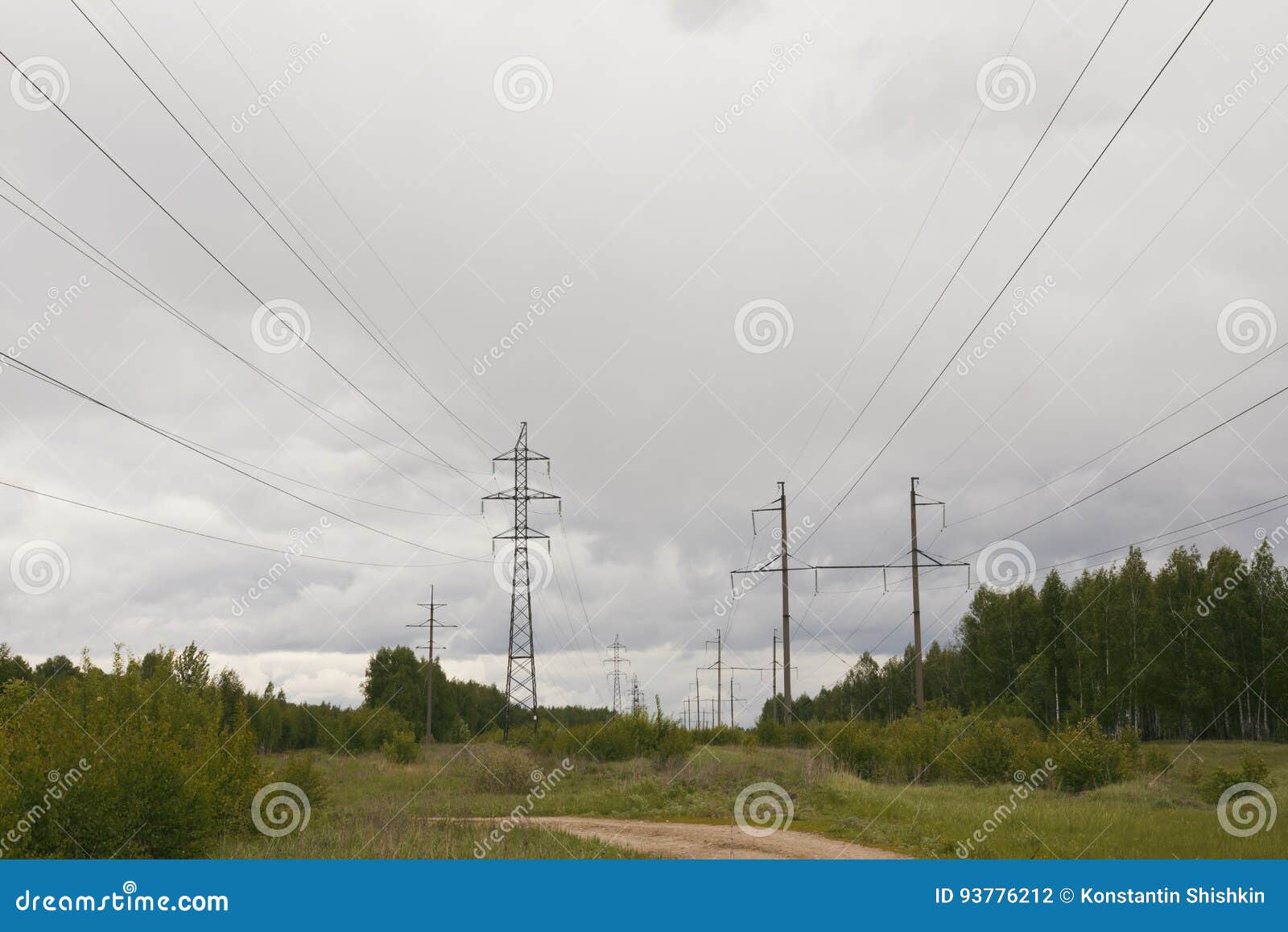 Electricity Pylons and Lines in Rural Stock Photo - Image of power ...