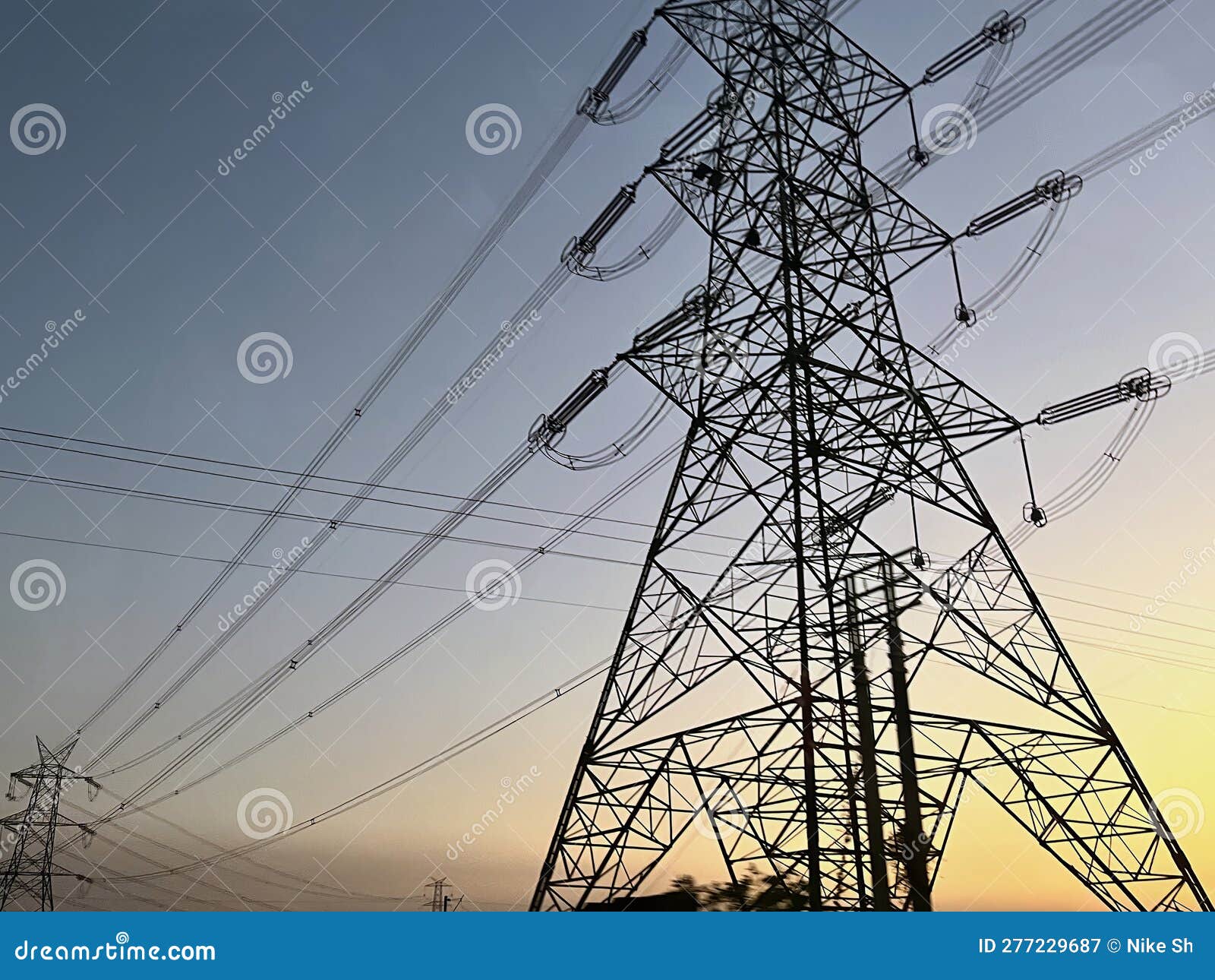 Electricity pylons stock image. Image of pylons, power - 277229687