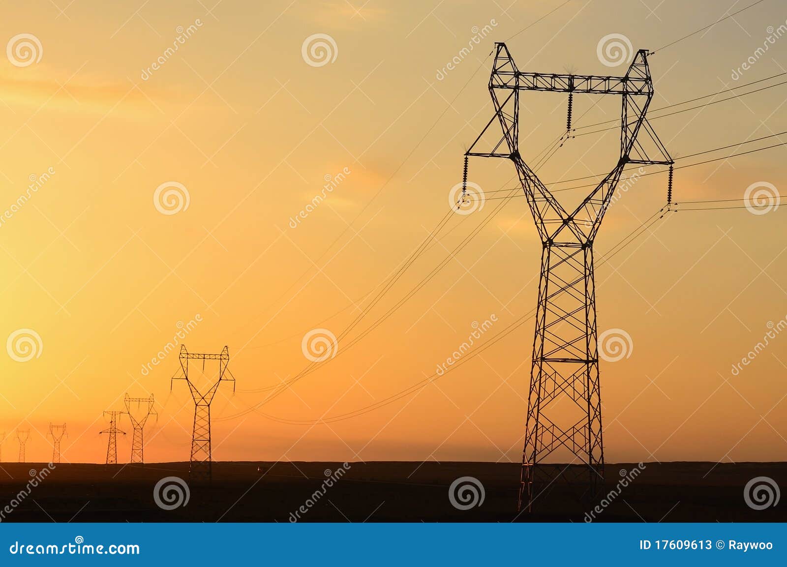Electricity Pylons at Sunset Stock Image - Image of rural, cables: 17609613