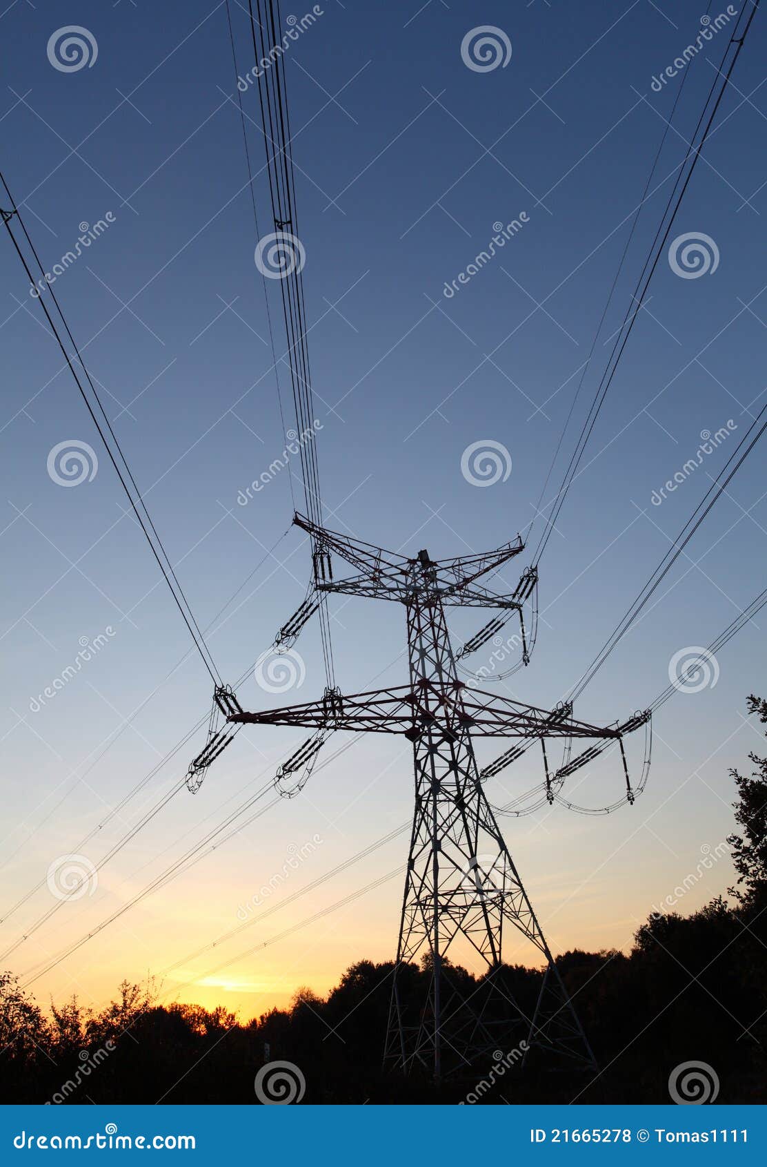 Electricity Pylons at Sunset Stock Photo - Image of generator, pylon ...