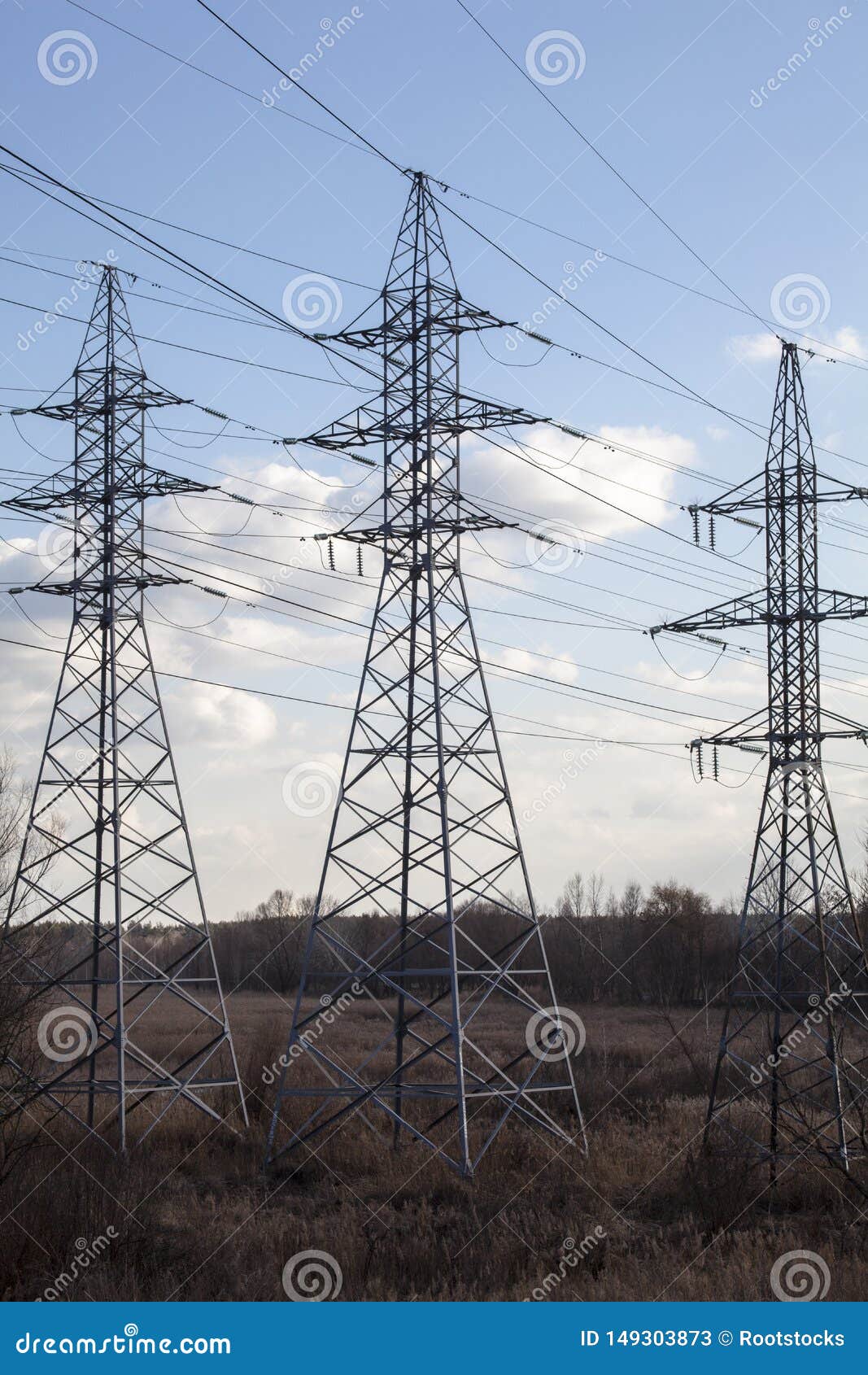 Electricity pylons stock image. Image of country, power - 149303873