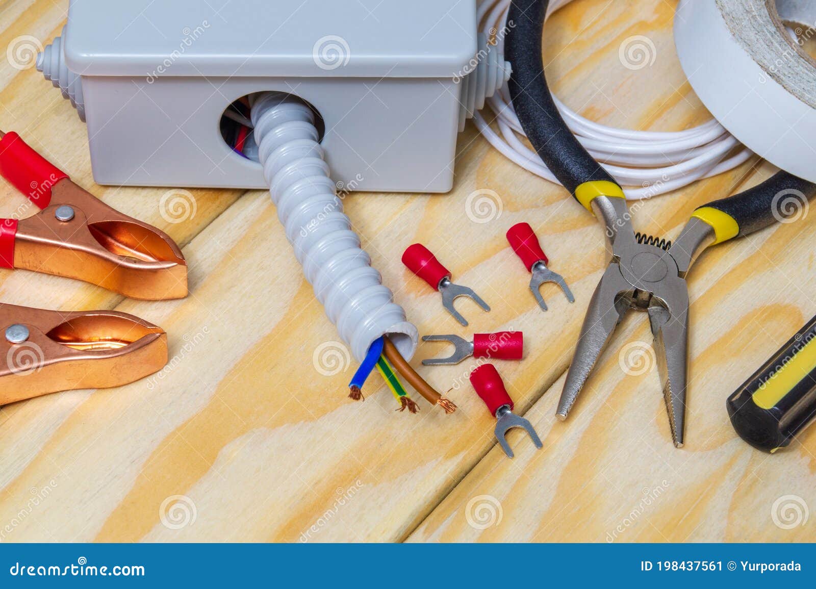 Electricity Repair Parts and Tool. Master Electrician Working ...