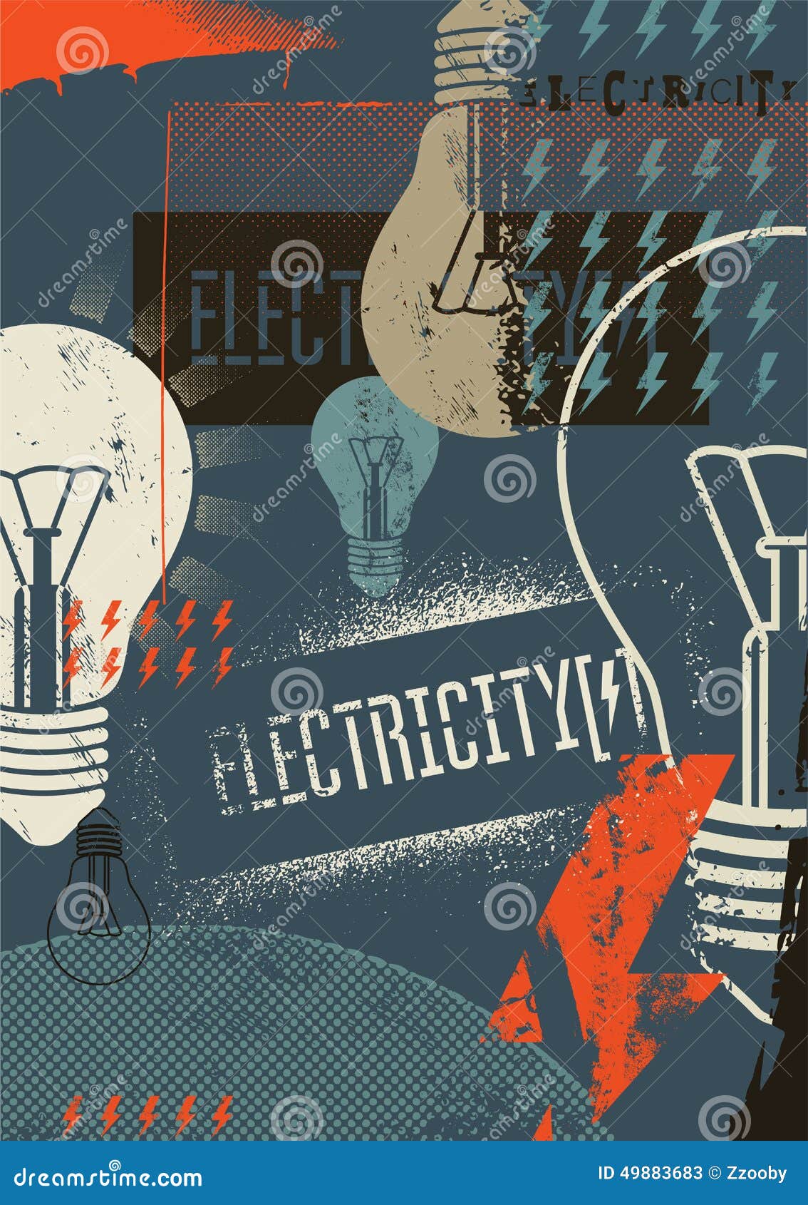 Electricity. Retro Grunge Poster. Vector Illustration. Stock Vector ...