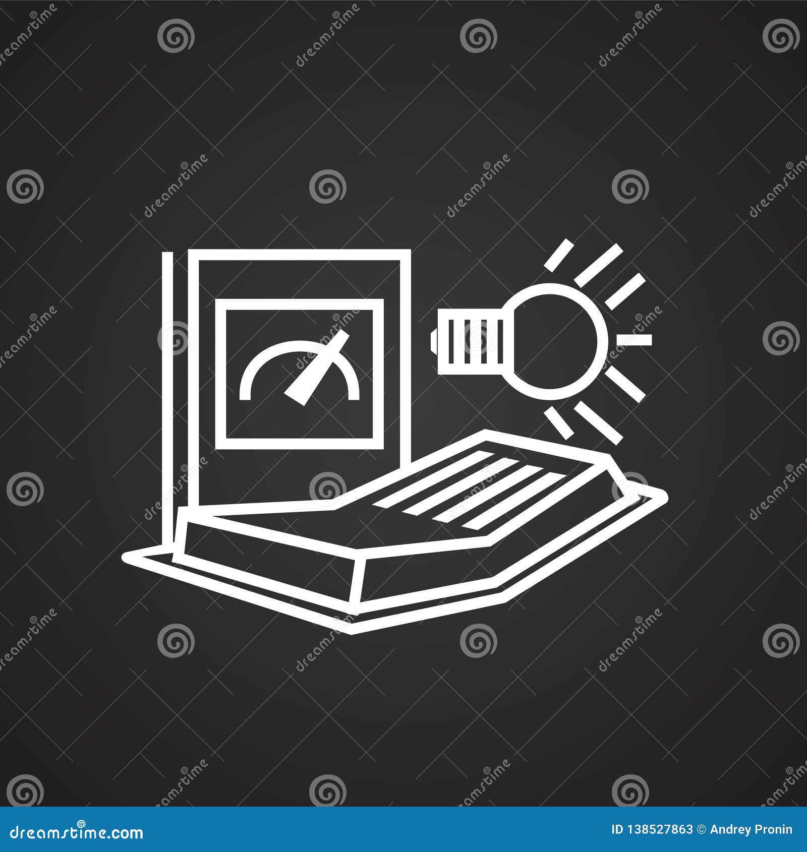Electricity Science Thin Line on Black Background Stock Vector ...