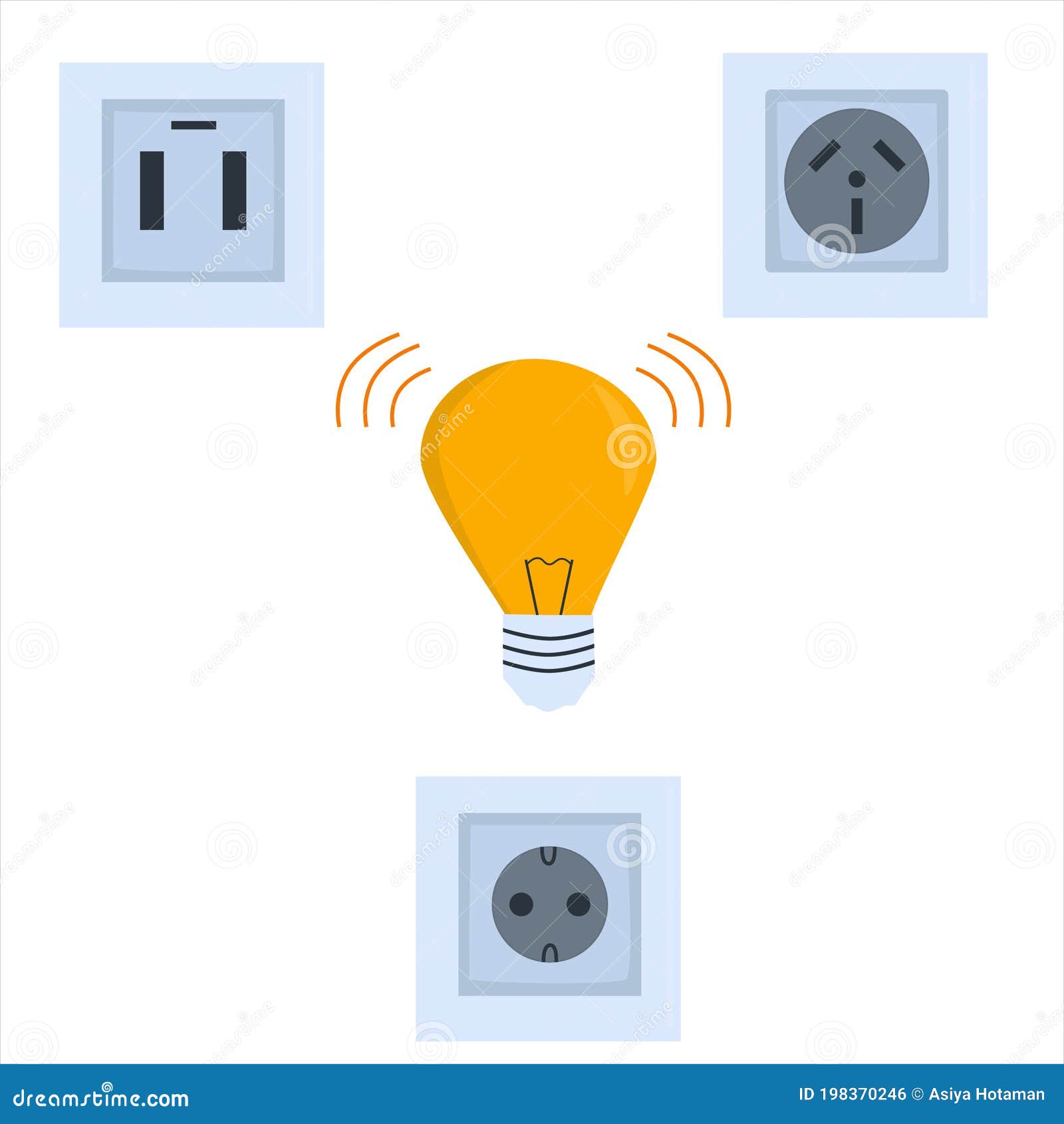 Electricity Set with Light Bulb and Power Socket. Home Repair, Home ...
