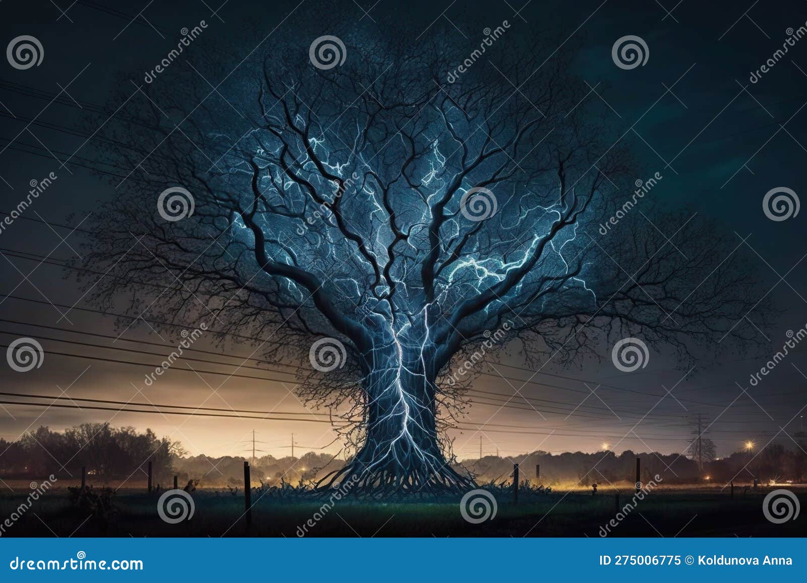Electricity in the Shape of a Tree, Created with Generative AI ...