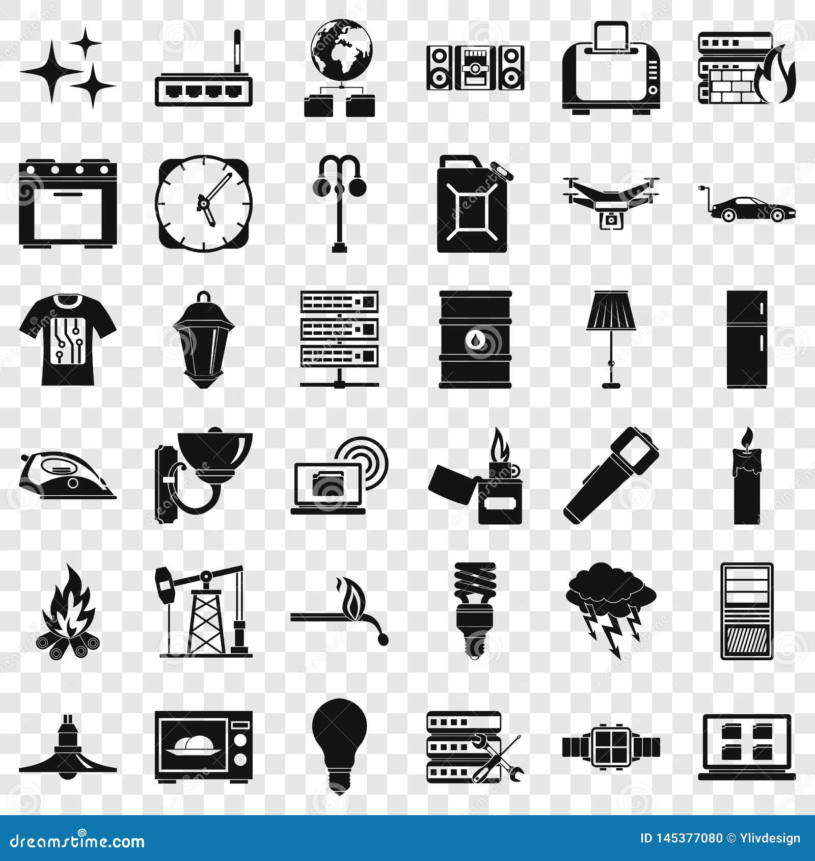 Electricity Signal Icons Set, Simple Style Stock Vector - Illustration ...
