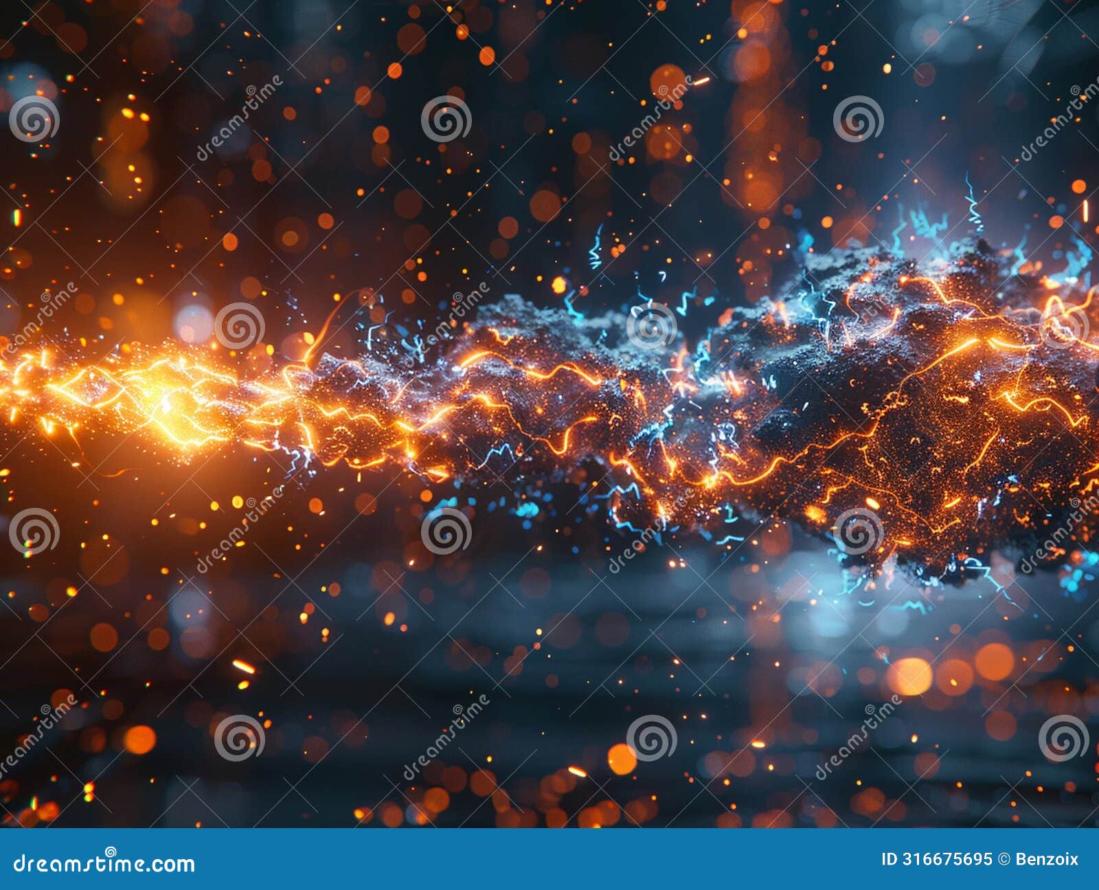 Electricity Sparking between Two Futuristic Devices Stock Image - Image ...