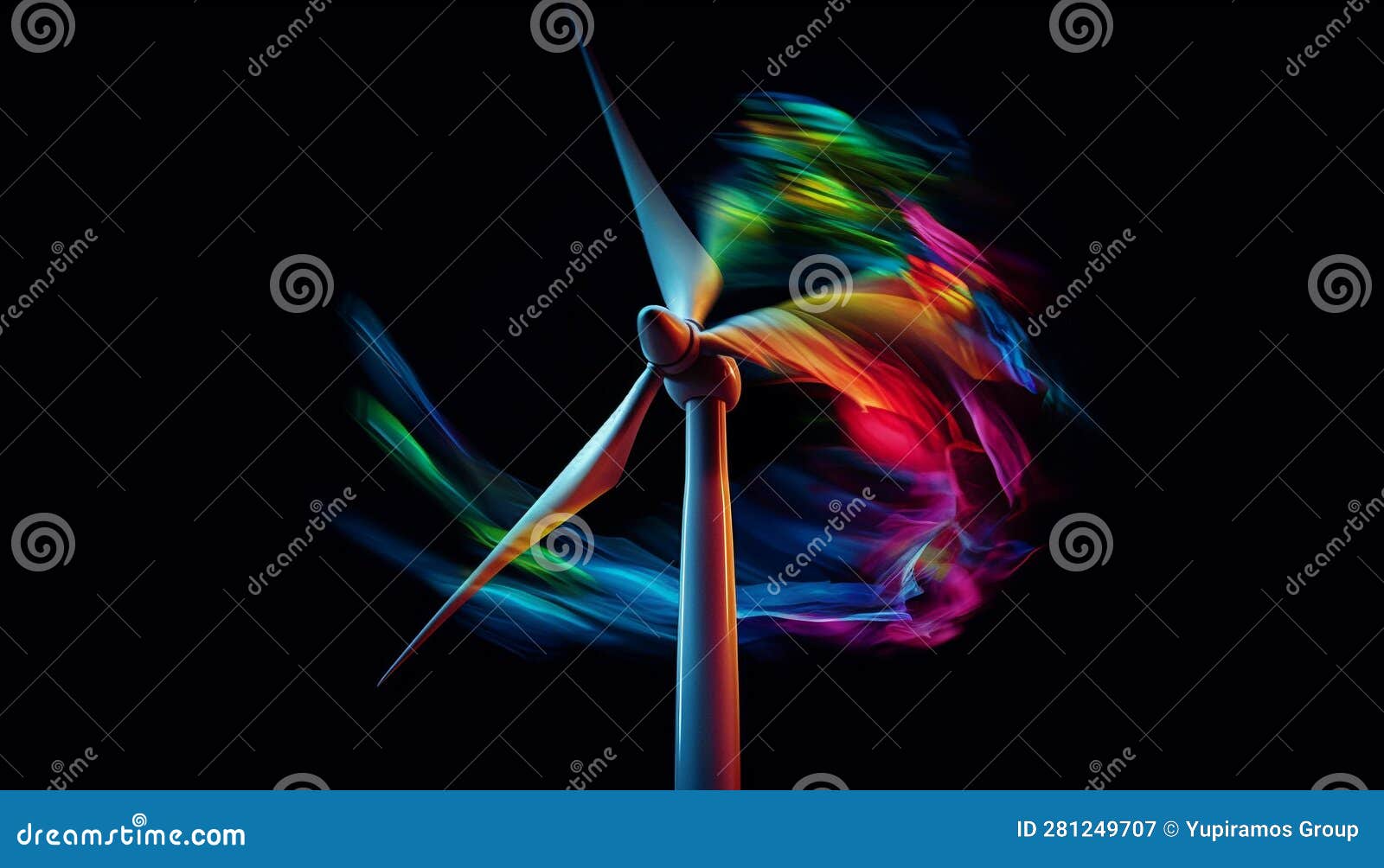 Electricity Sparks Futuristic Motion in Multi Colored Wind Turbine ...