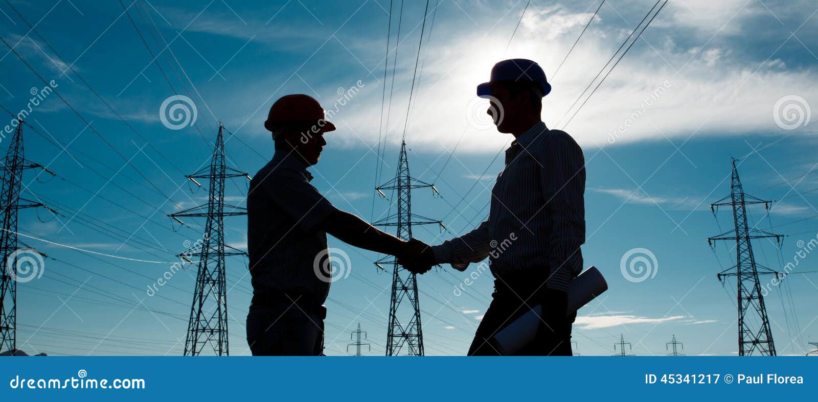 Electricity Station Handshake Stock Image - Image of colleagues ...
