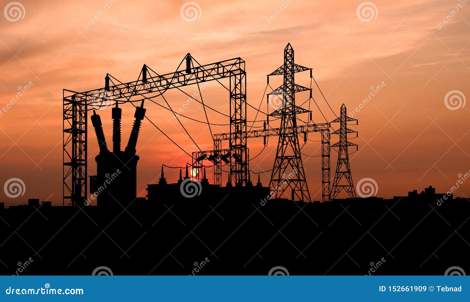 Electricity Substation at Dramatic Sky Stock Image - Image of electric ...