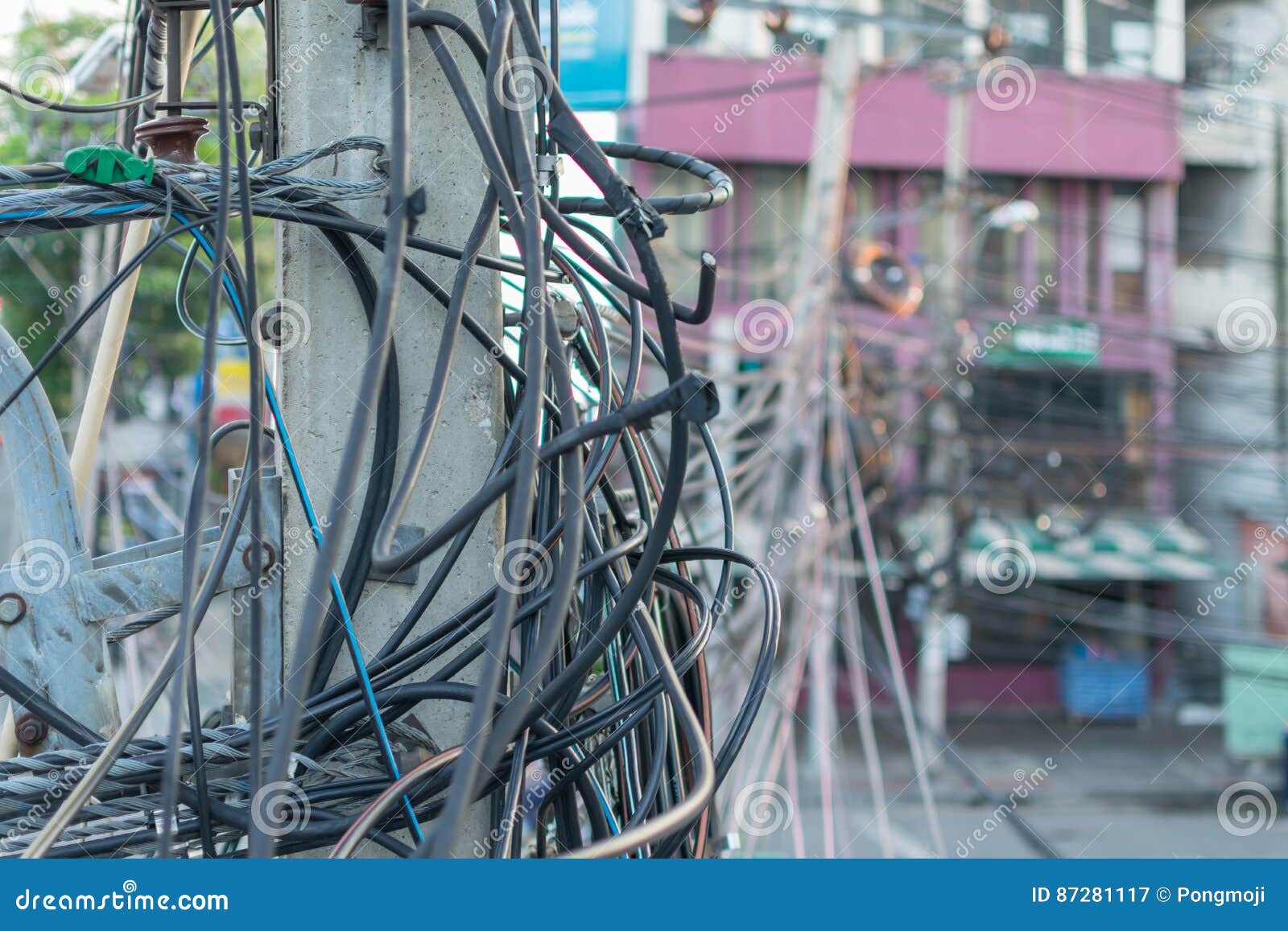 Electricity System with Tangled Cable of Electric Wire Stock Image ...