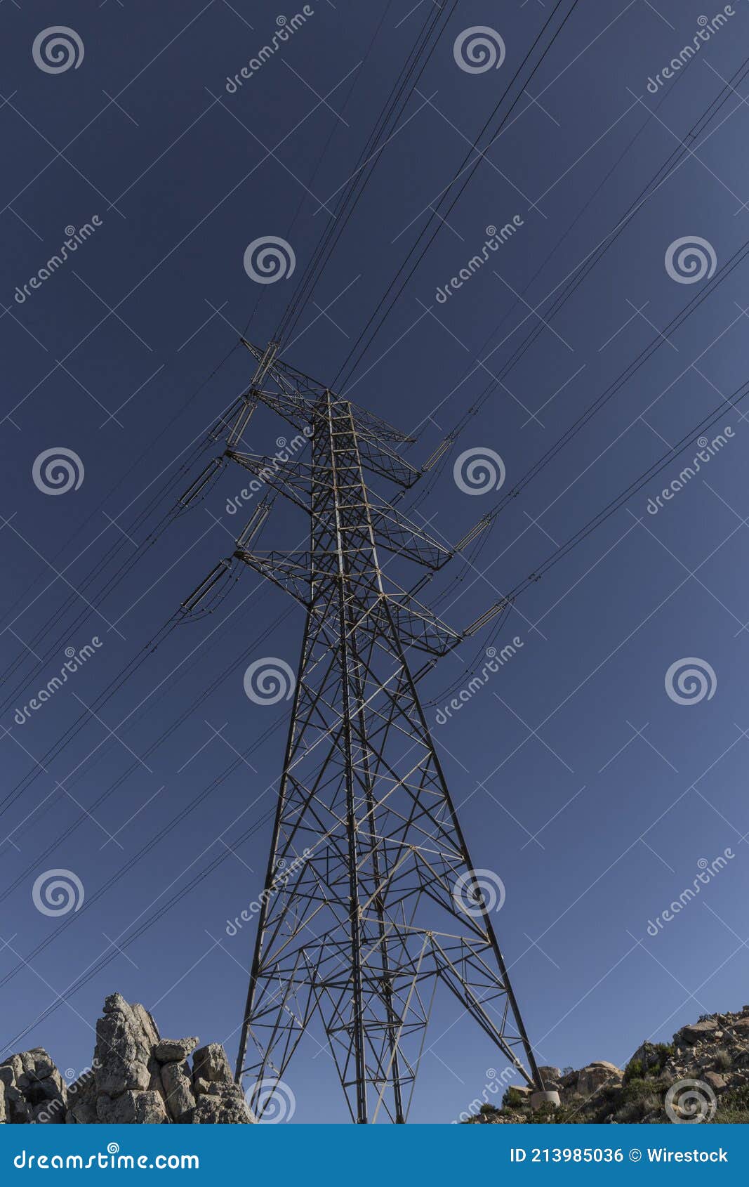 Electricity Tower and Blue Sky Stock Photo - Image of pole, grid: 213985036
