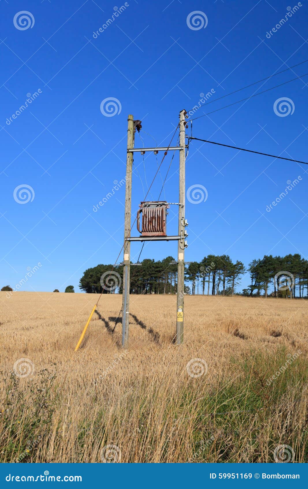 Electricity Transformer Mounted on a Utility Pole Stock Image - Image ...
