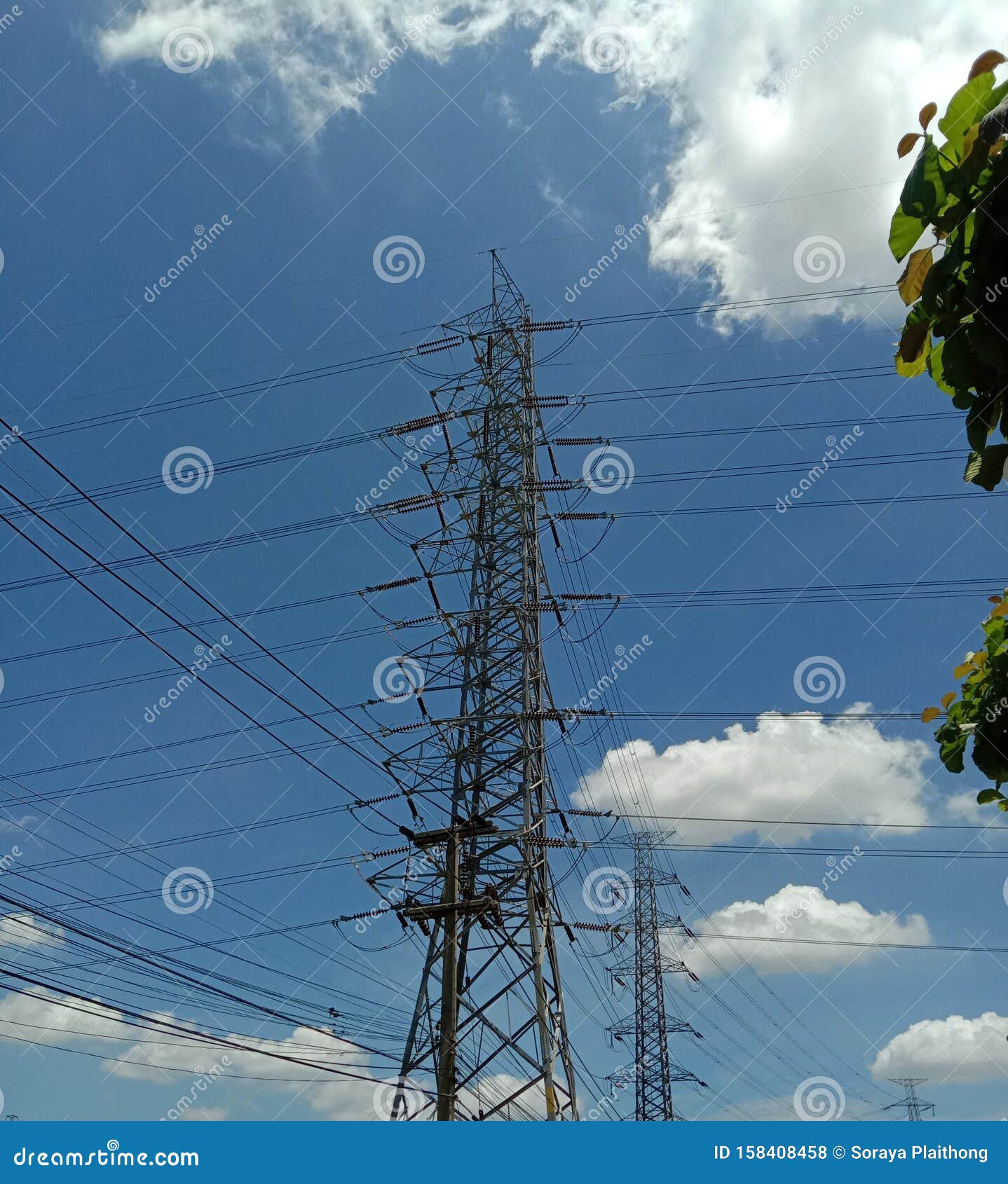 Transmission Line High Voltage Power System with Reliability. Stock ...