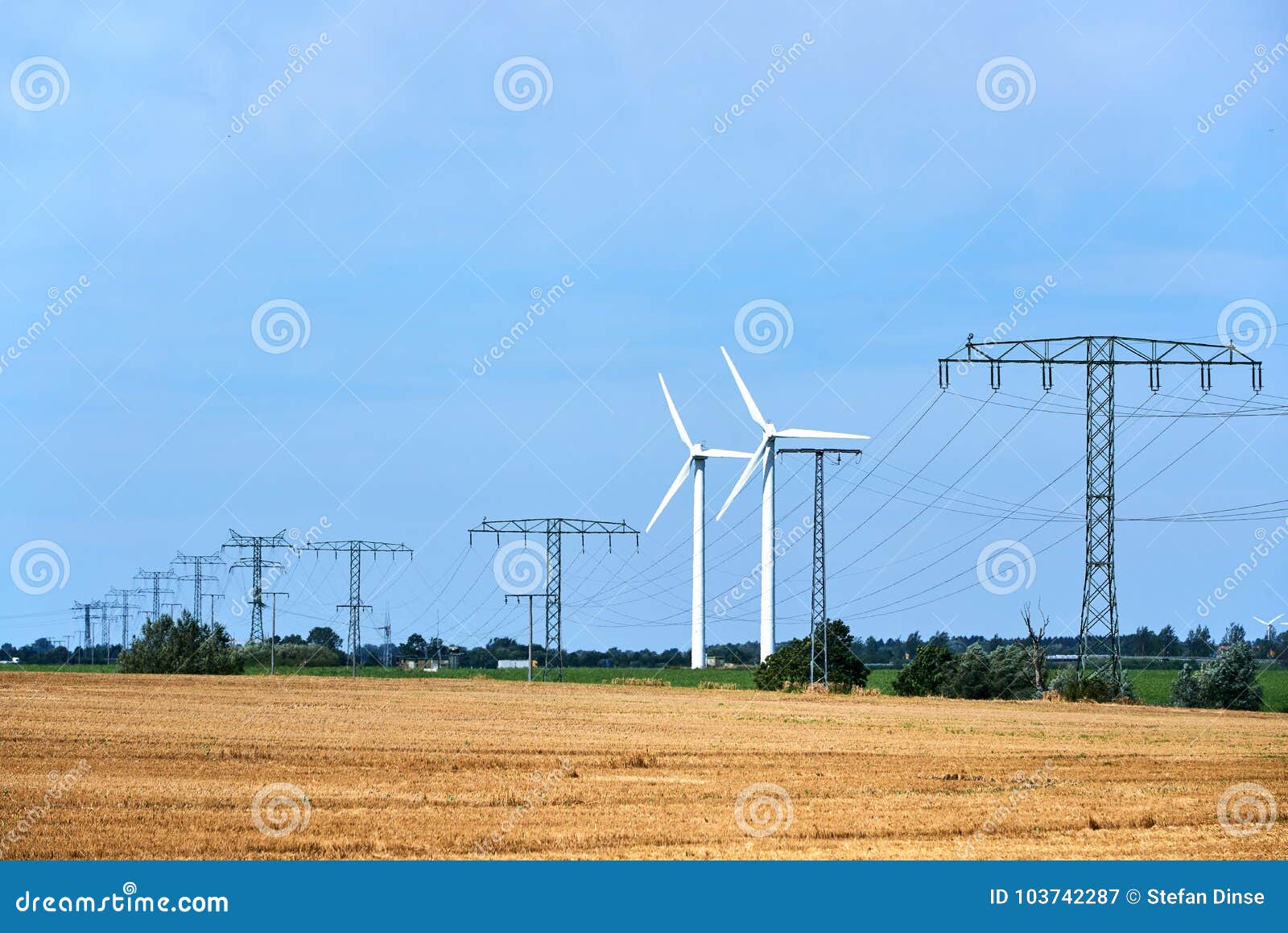 Electricity Transportation with Pylon Stock Image - Image of distance ...