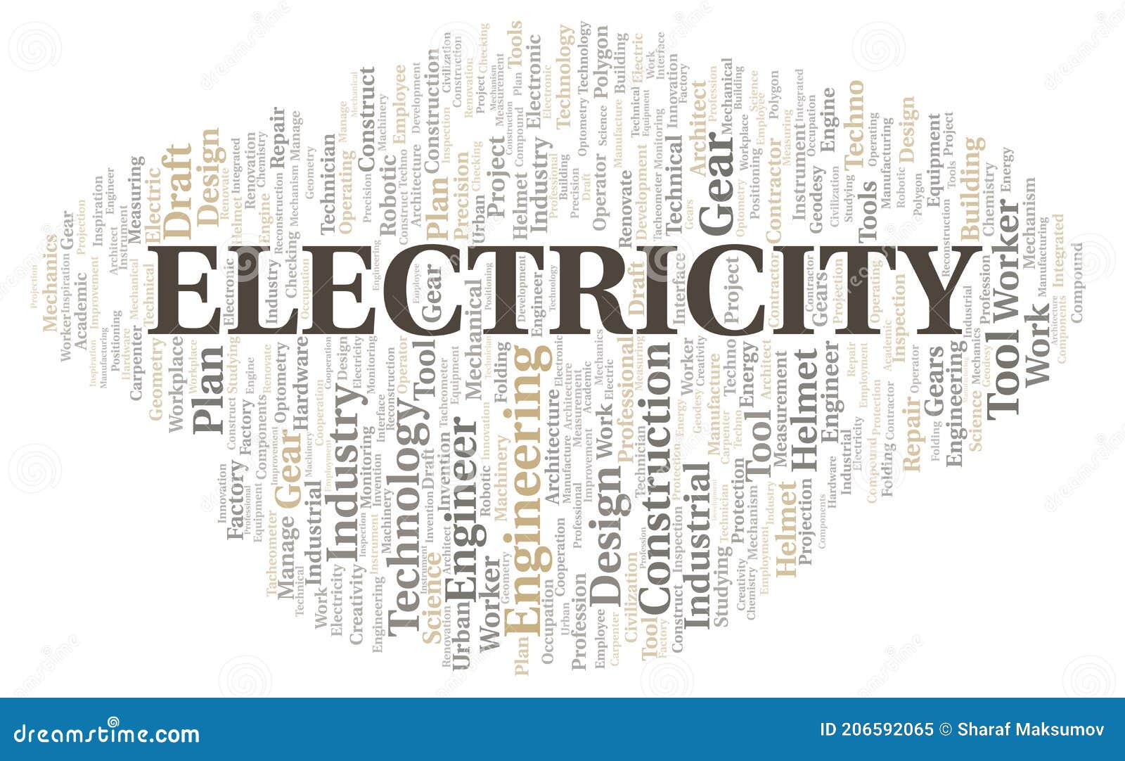Electricity Typography Word Cloud Create with the Text only Stock ...