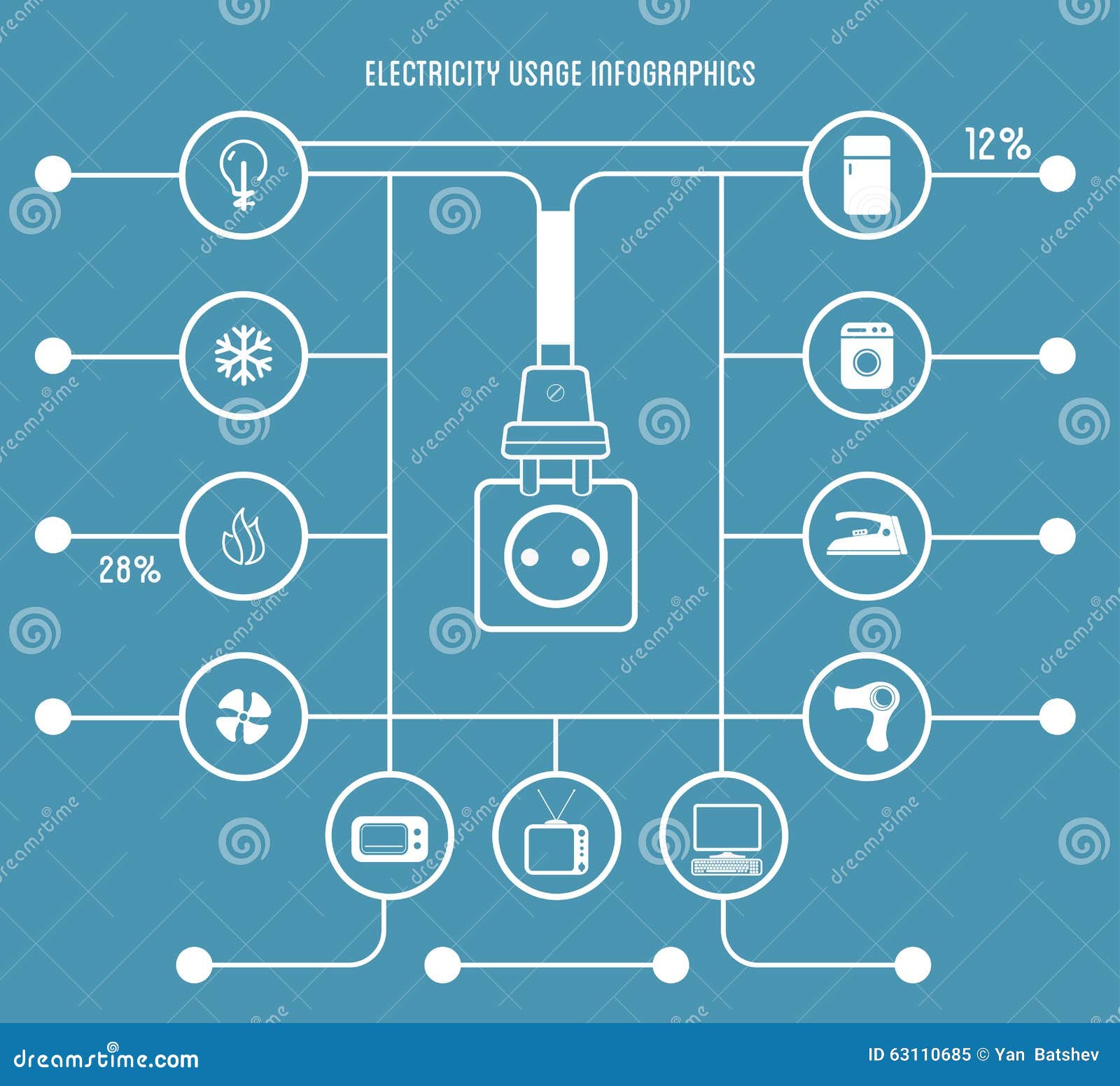 Electricity Usage Infographic Template Stock Vector - Illustration of ...