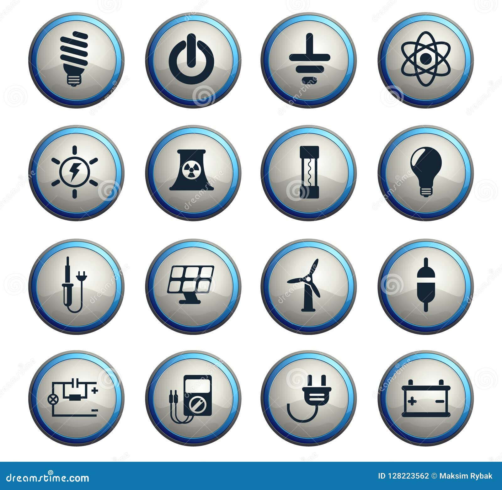 Electricity icon set stock vector. Illustration of lightning - 128223562