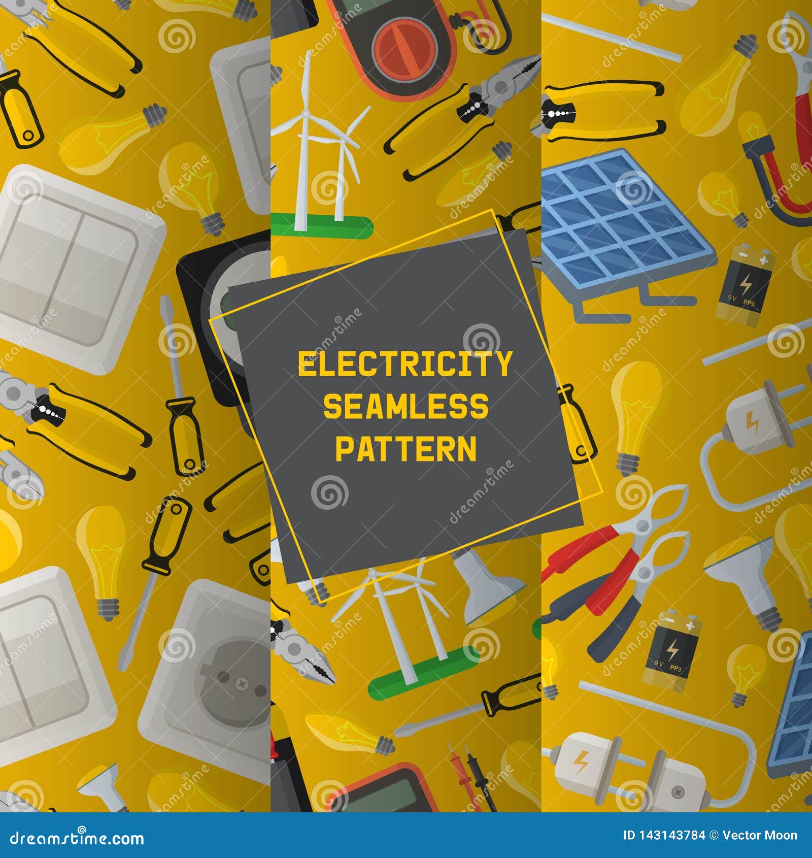 Electricity Vector Seamless Pattern Power Electrical Socket Bulbs ...