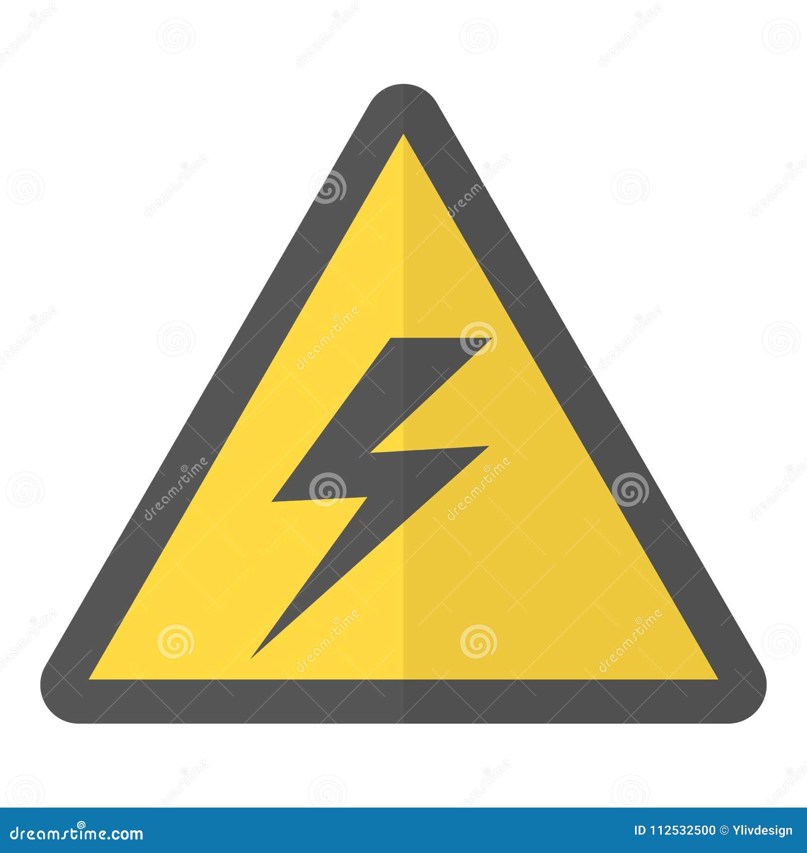 Electricity Warning Icon, Flat Style Stock Vector - Illustration of ...
