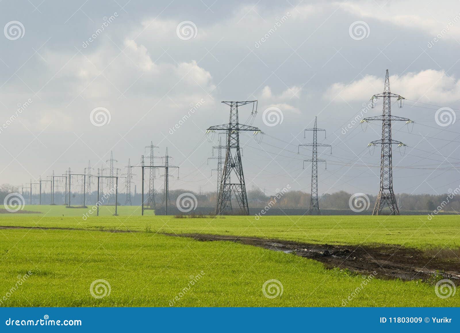 Electricity and Winter-crops Fields Stock Image - Image of crops, high ...