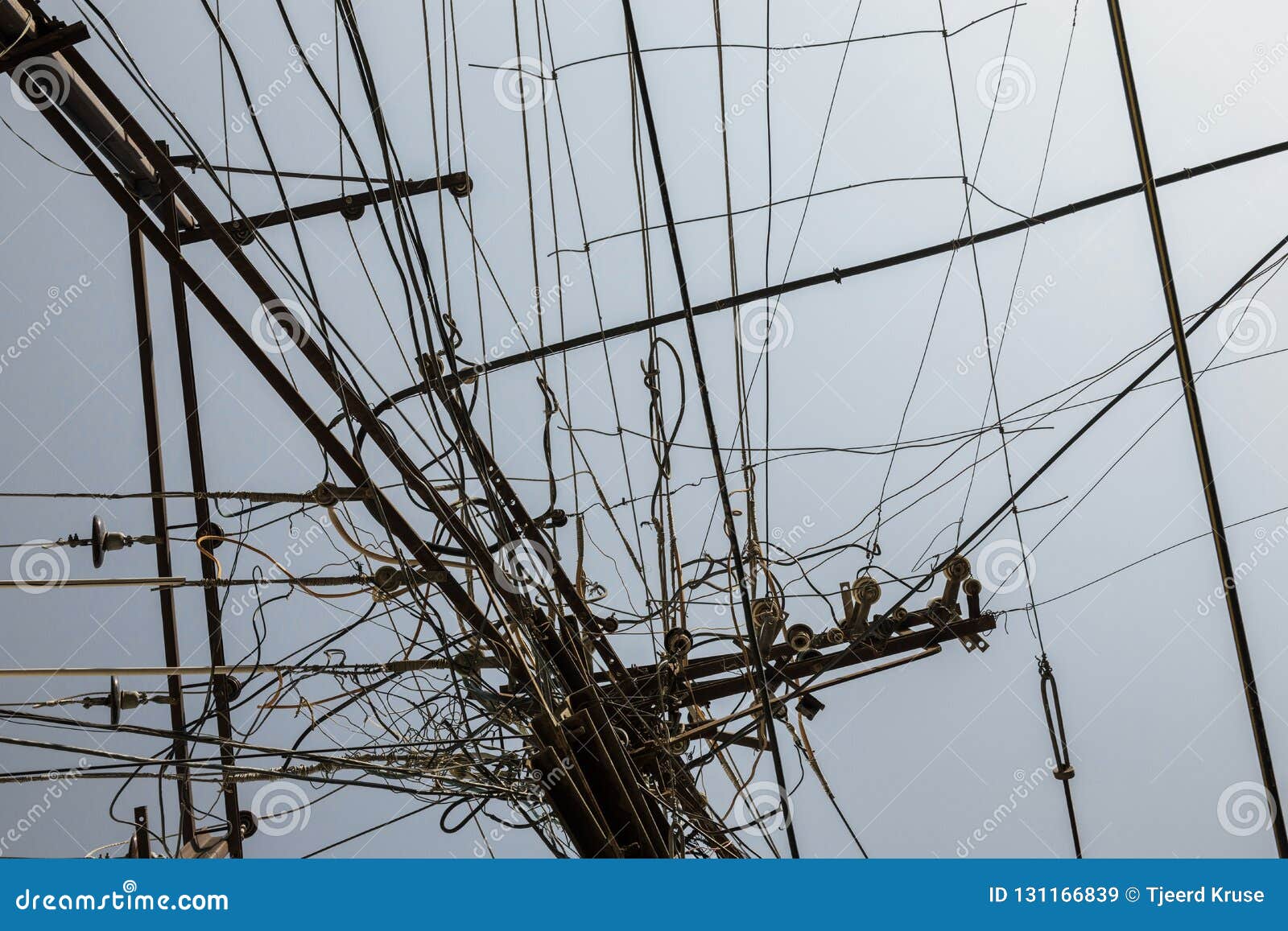Tangle of Cable in the Electric Pole Stock Image - Image of telephone ...