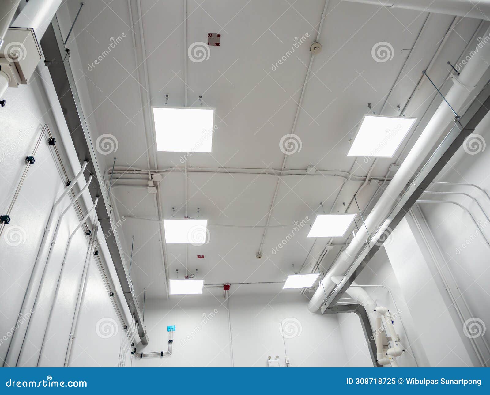 Electricity Wired System and Lighting on the White Ceiling Stock Image ...